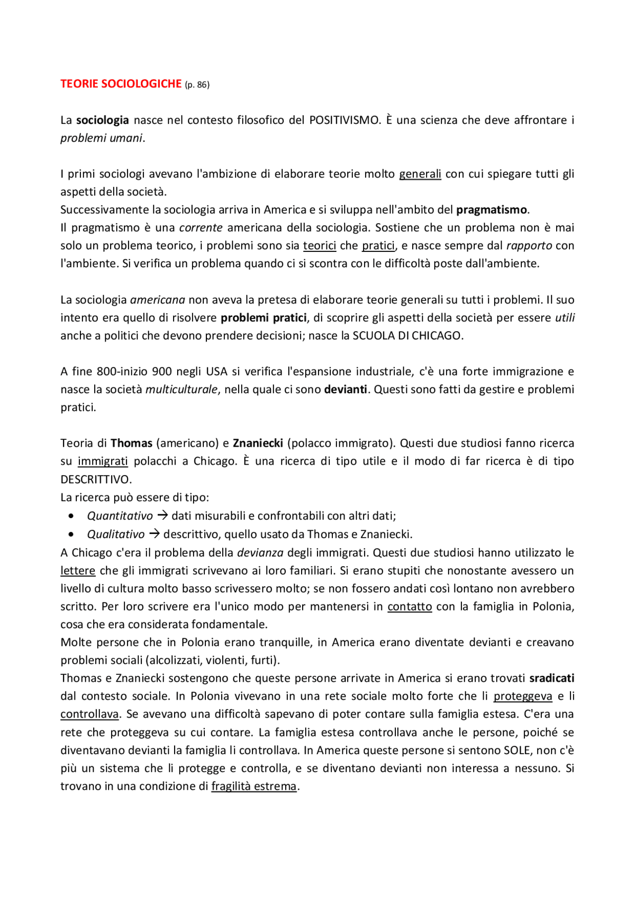 Teorie Sociologiche Docsity