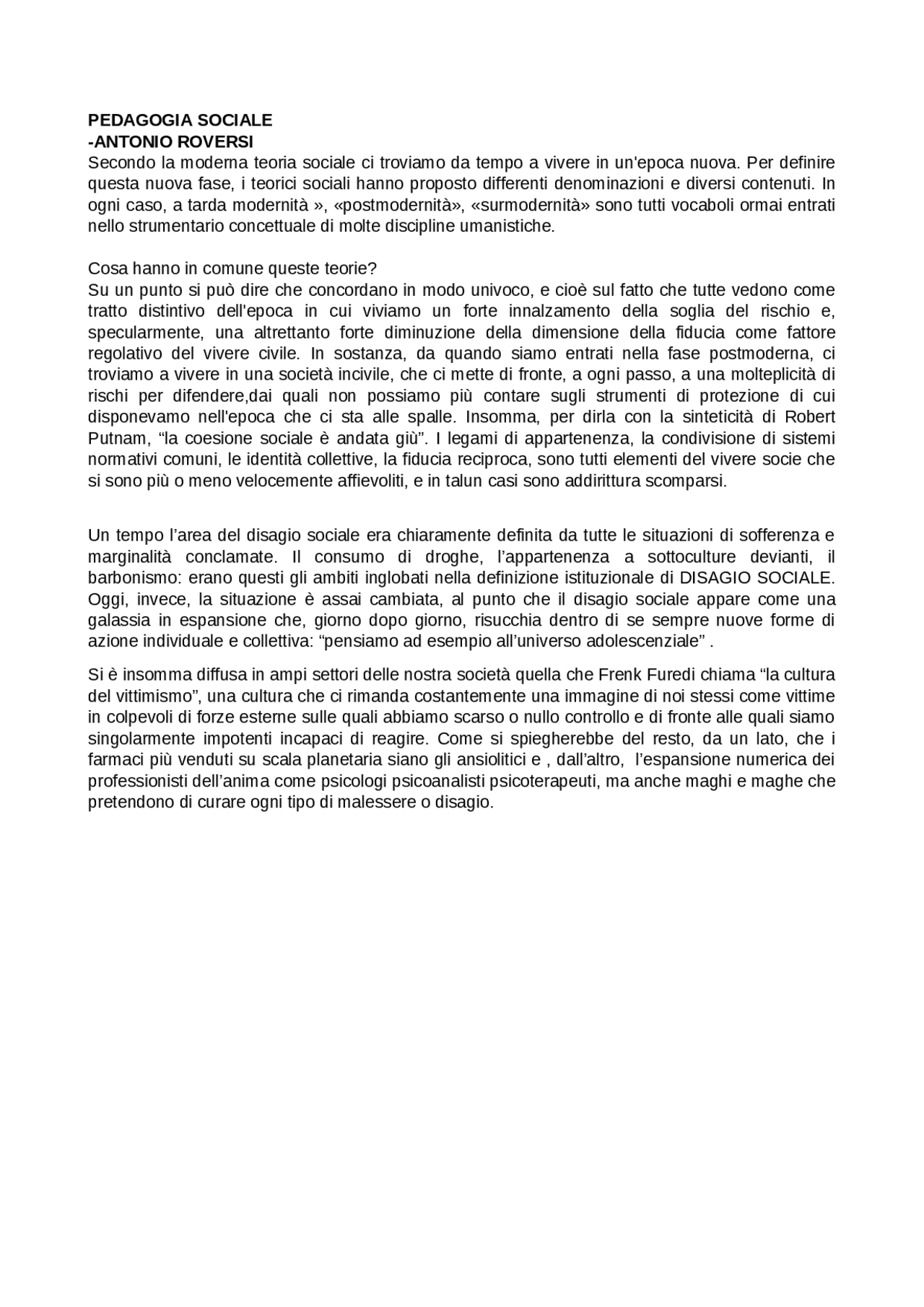 Scienze Umane Sociali Pedagogia Docsity