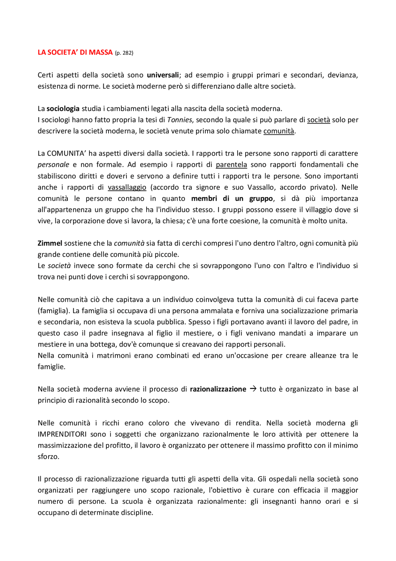 La Società Di Massa Scienze Umane Docsity
