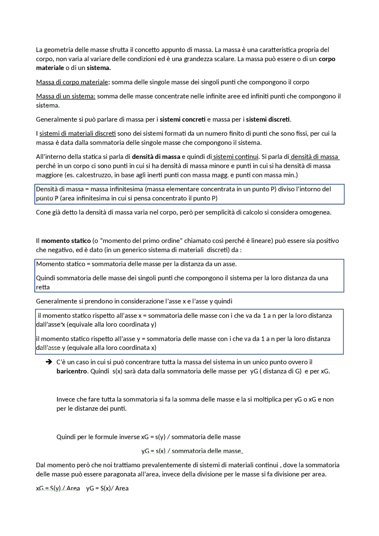 Geometria delle masse - Docsity