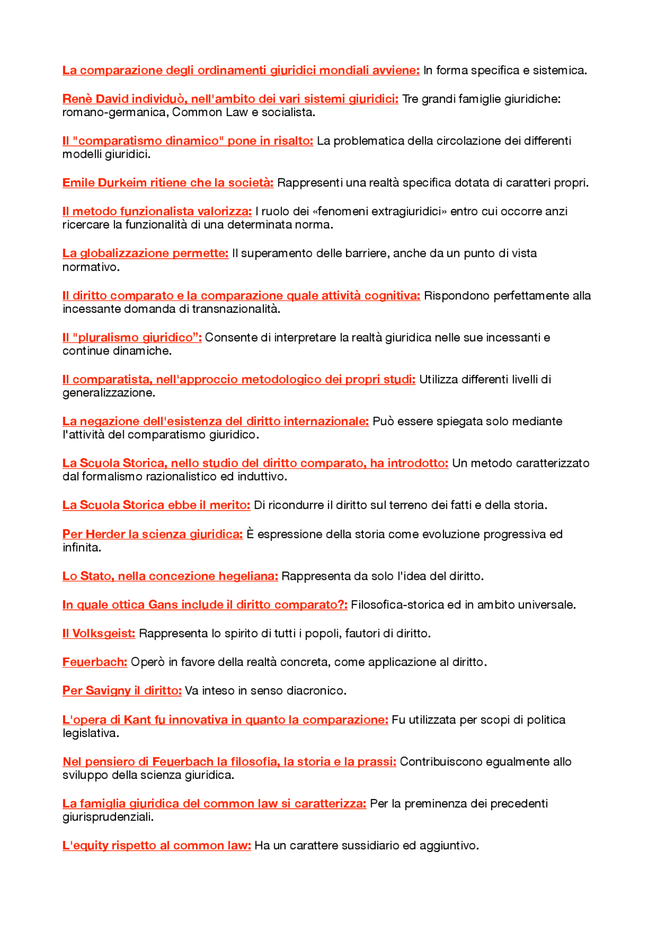 Test Di Diritto Comparato Docsity