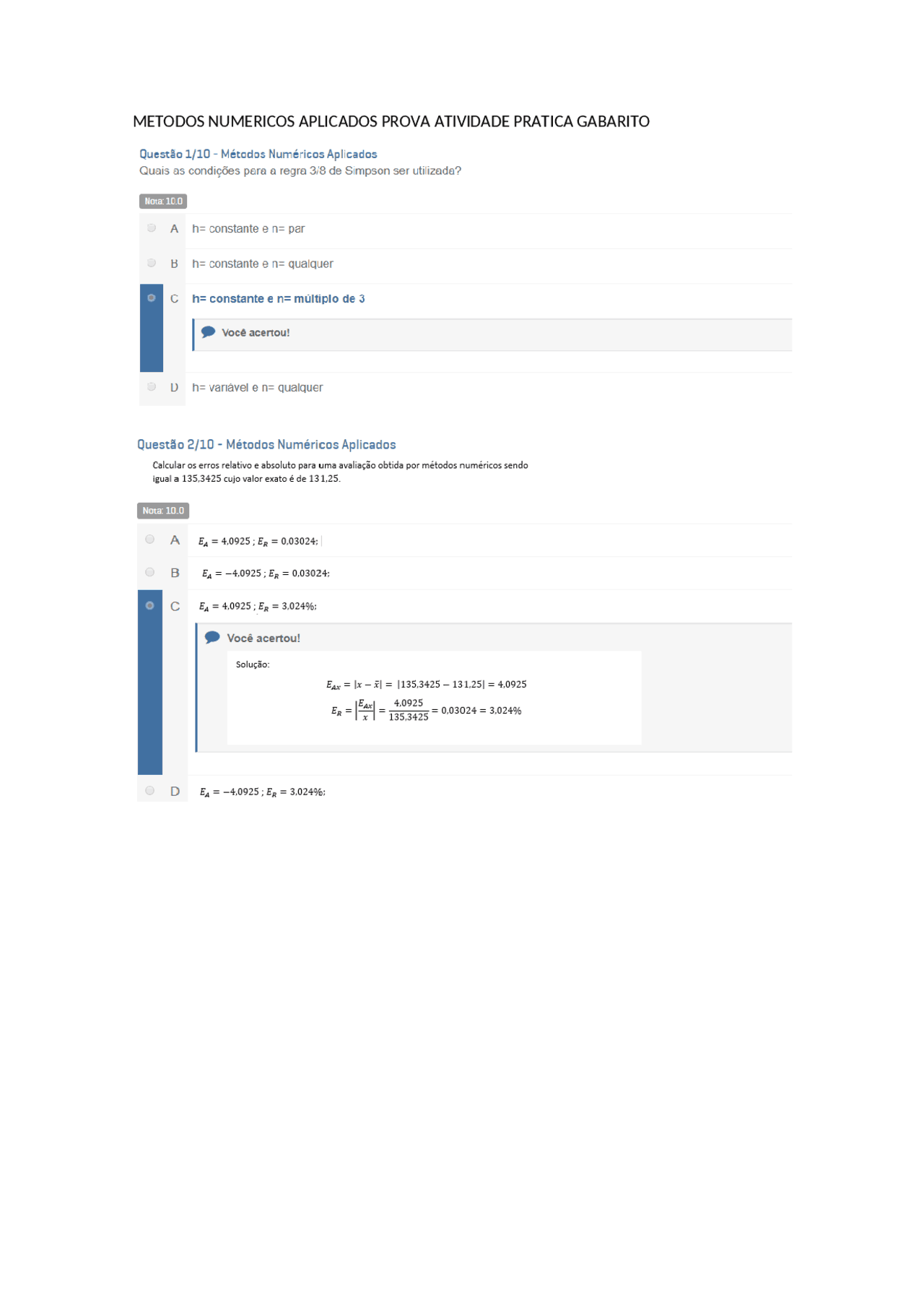 Atividade pratica de metodos numericos aplicados | Exercícios Métodos Numéricos em Engenharia ...