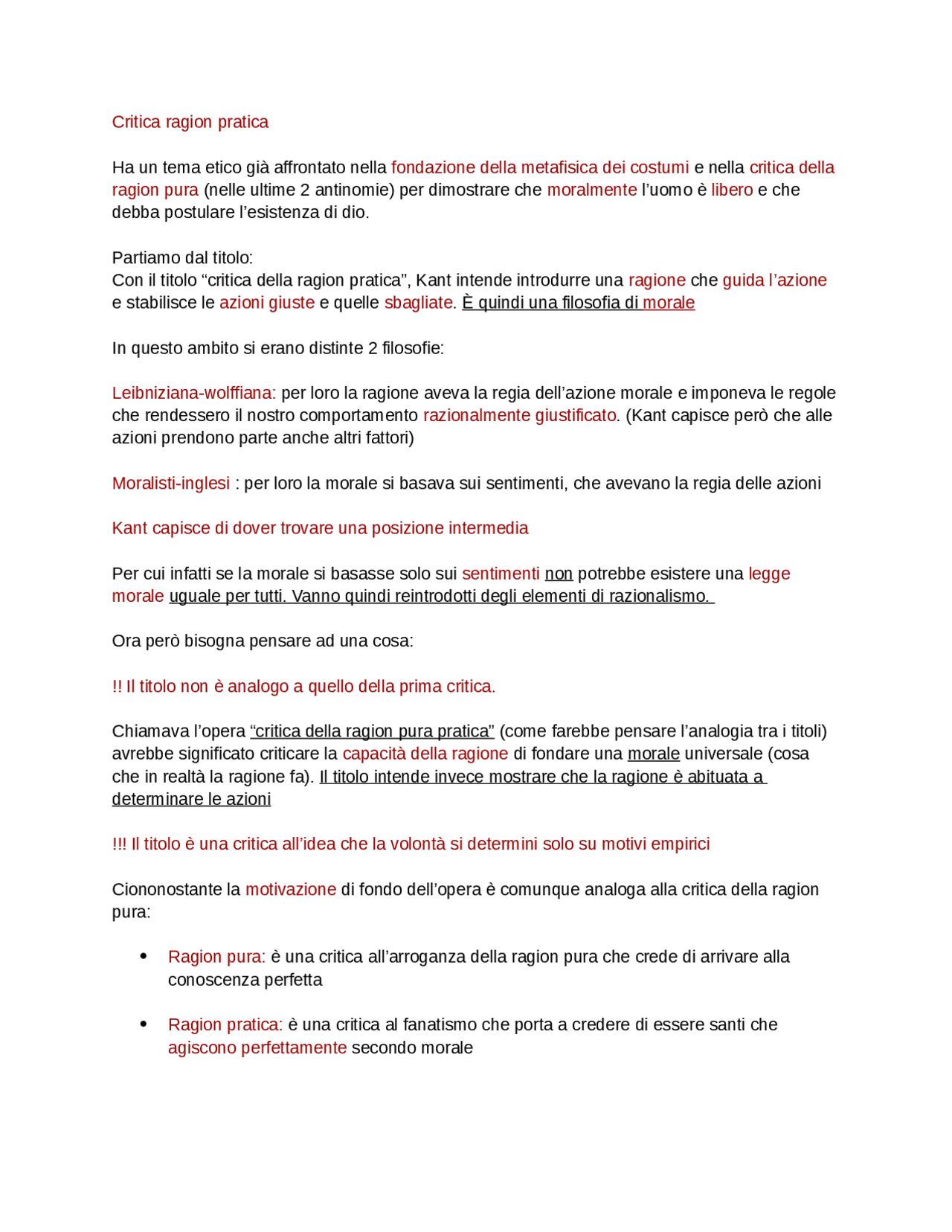 Critica Della Ragion Pratica Di Kant Anche Dialettica Docsity