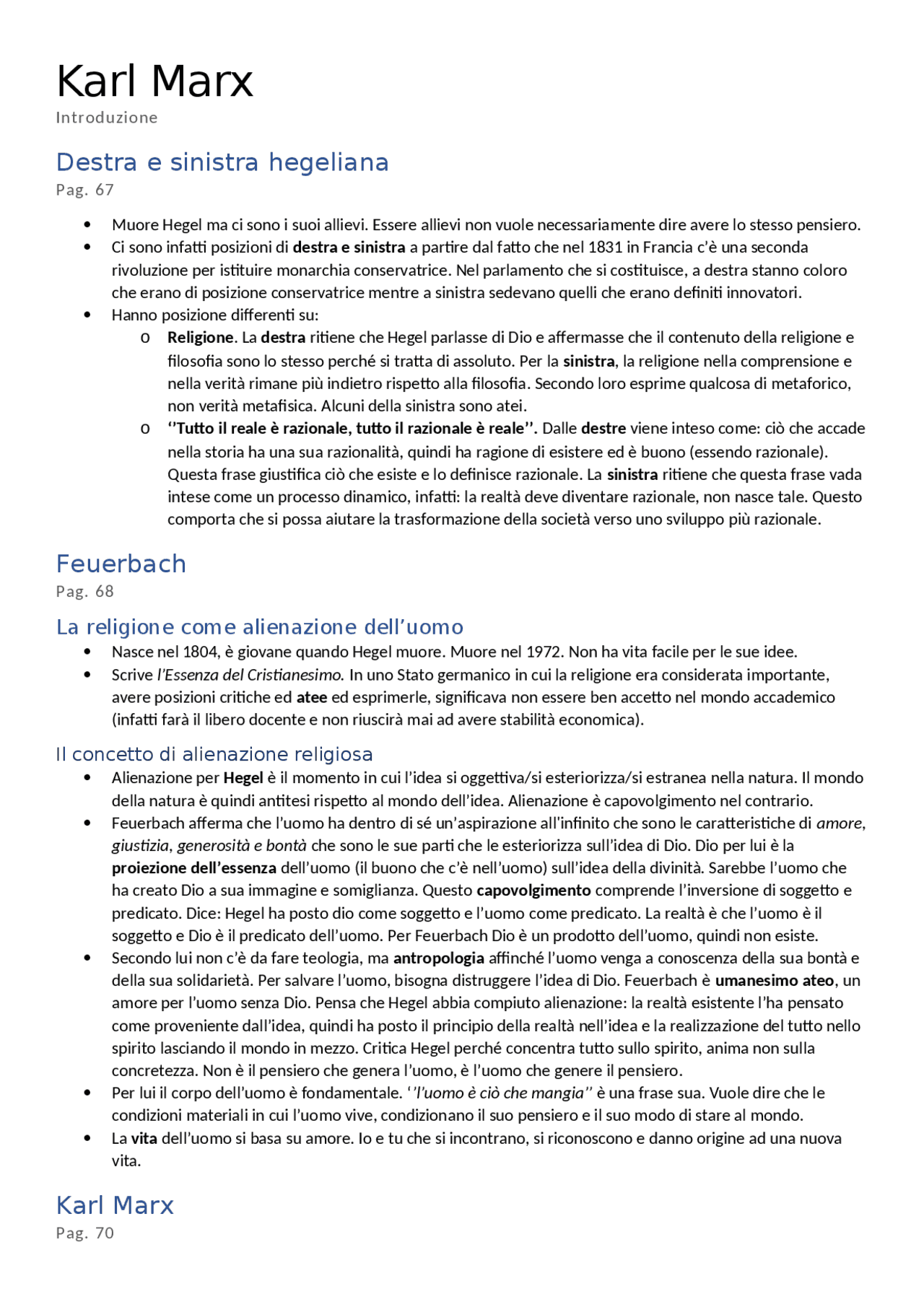 Feuerbach E Karl Marx Docsity