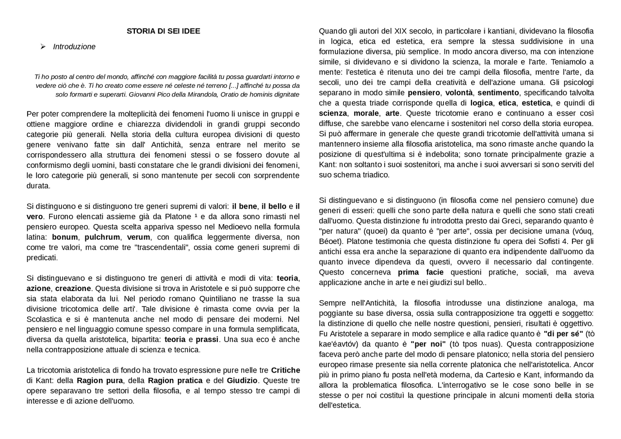 Riassunto Completo Del Testo Storia Di Sei Idee Docsity