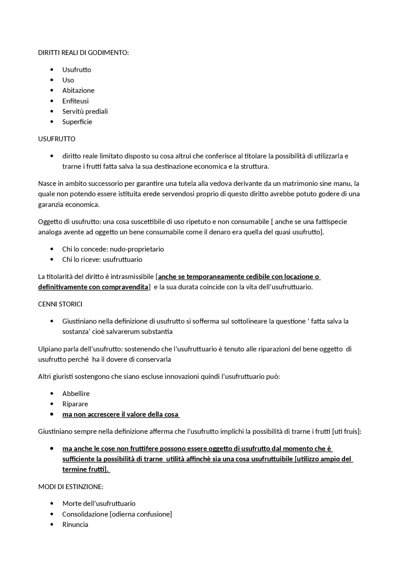 Sintesi Diritti Reali Di Godimento Docsity
