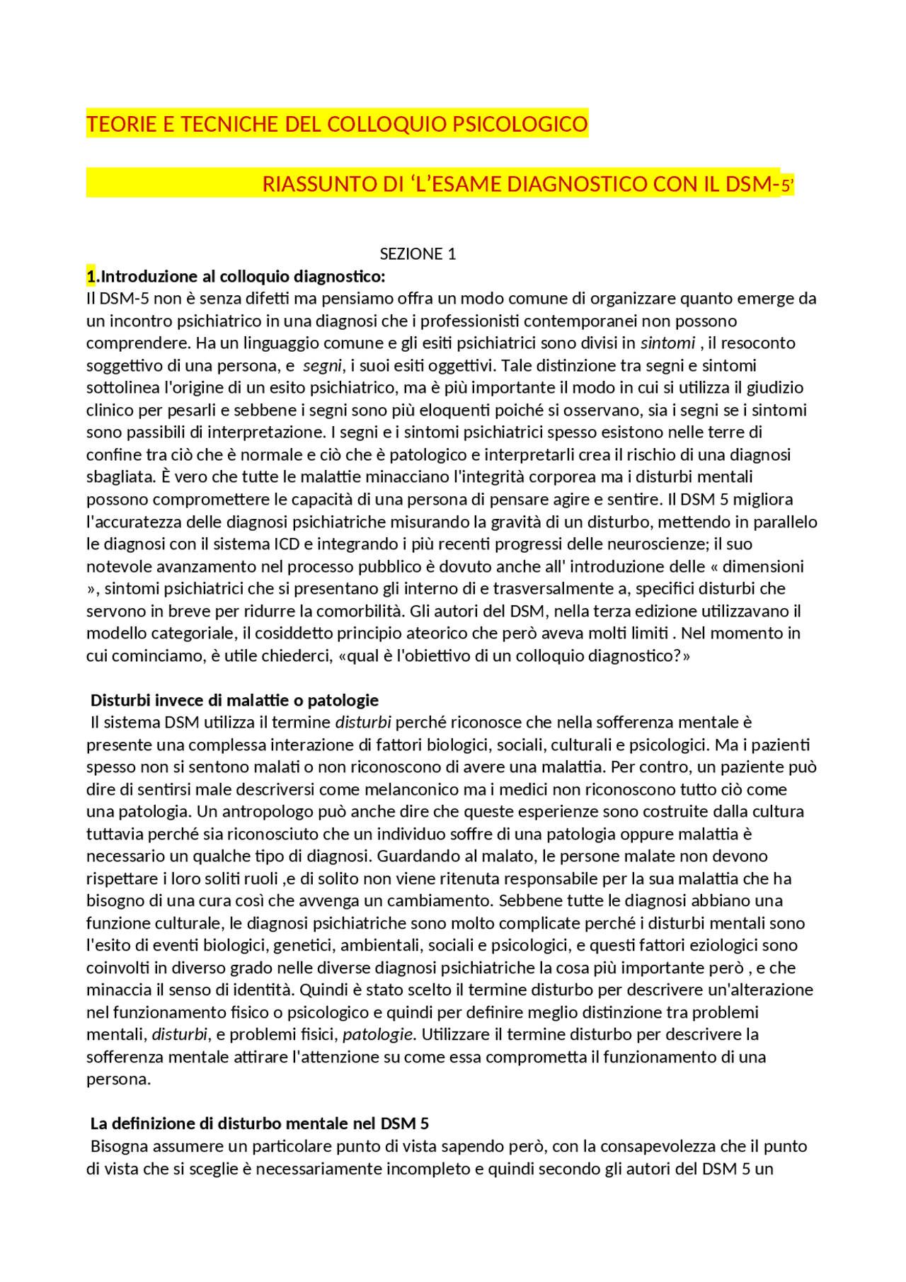 Teorie E Tecniche Del Colloquio Psicologico Docsity