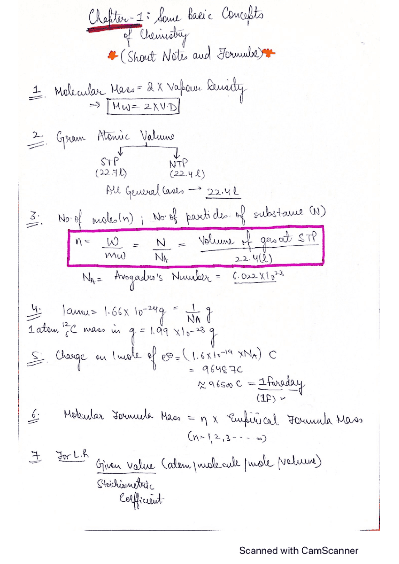Best chemistry short notes it help during fast revision - Docsity