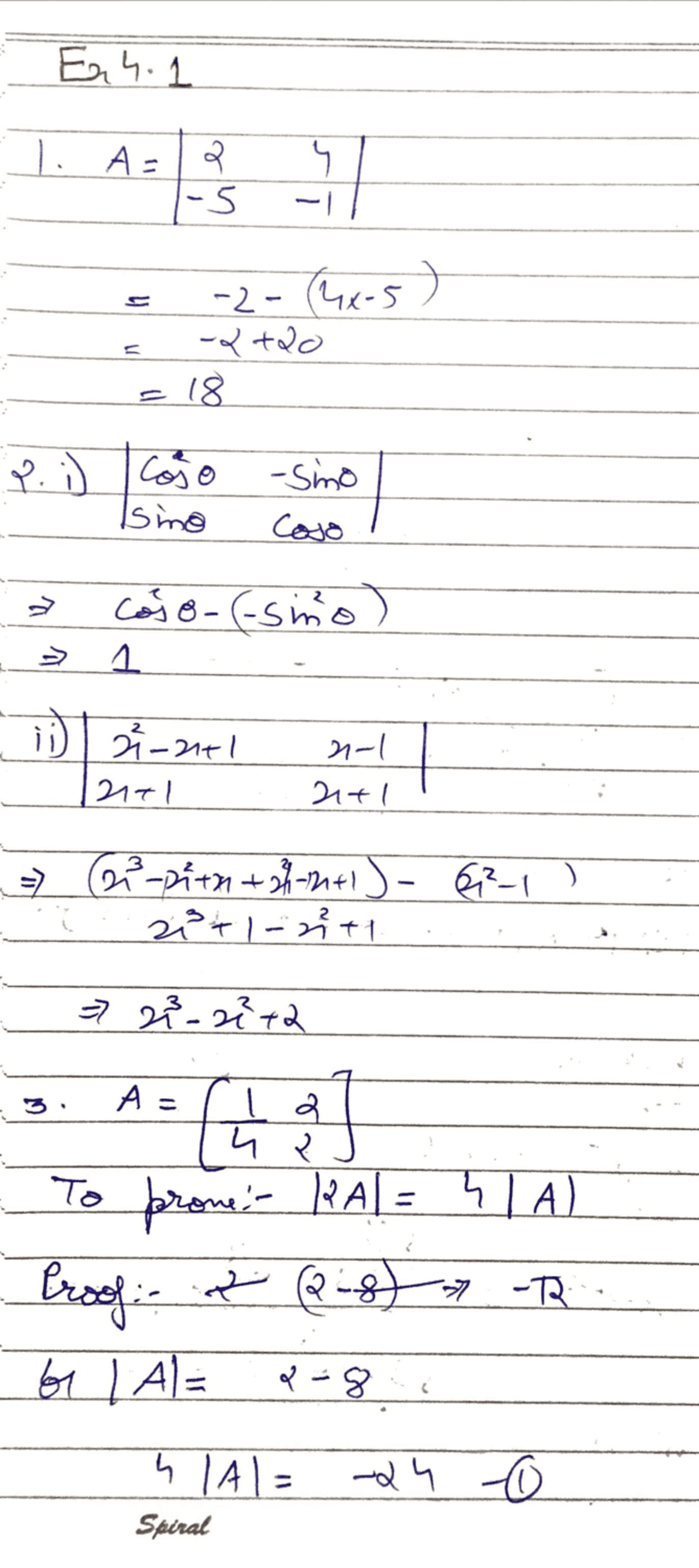 Class XII Math NCERT solutions Ex 4.1 , 4.2 & 4.3 - Docsity