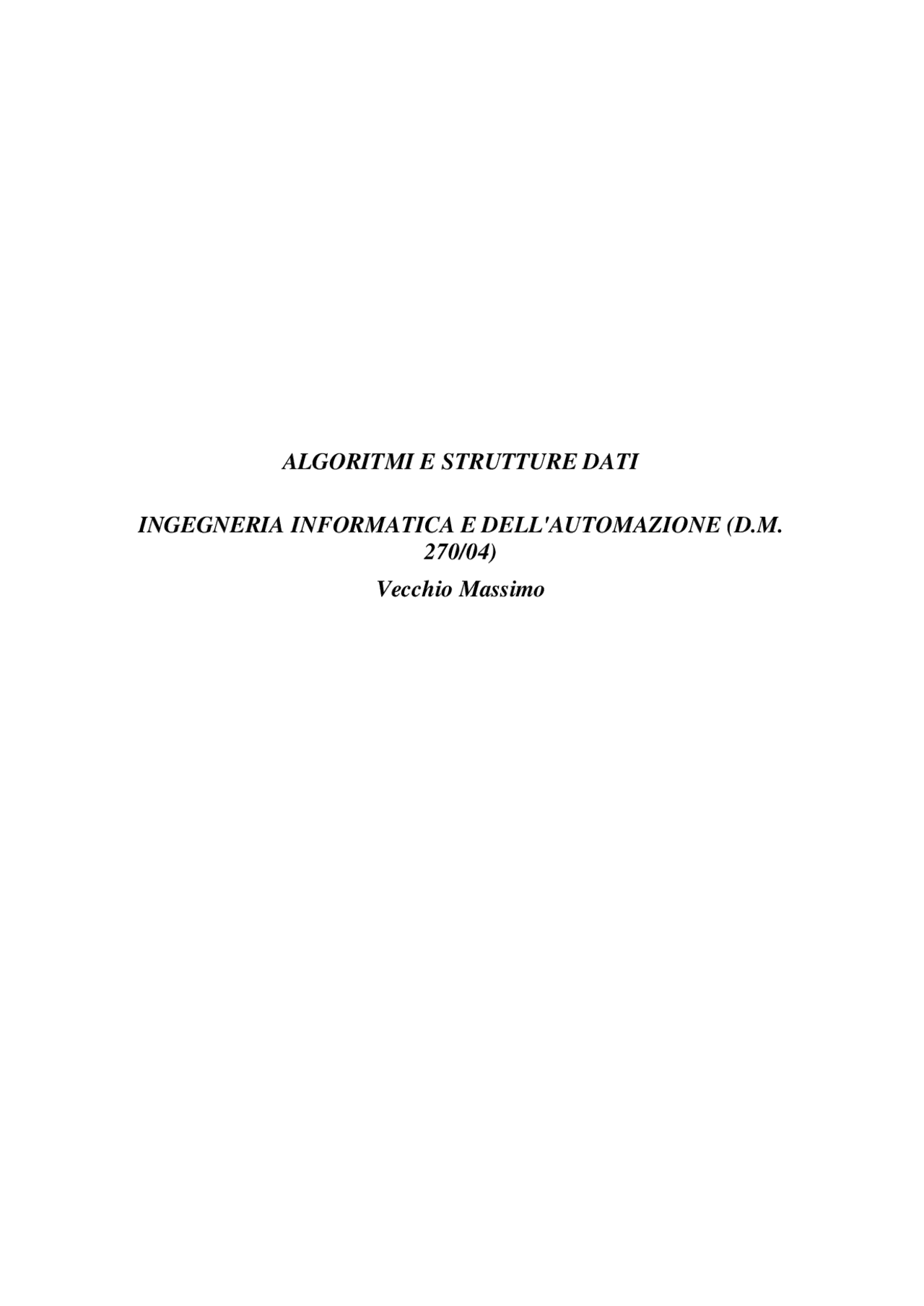 Paniere Algoritmi E Strutture Dati Prof Vecchio Massimo Docsity