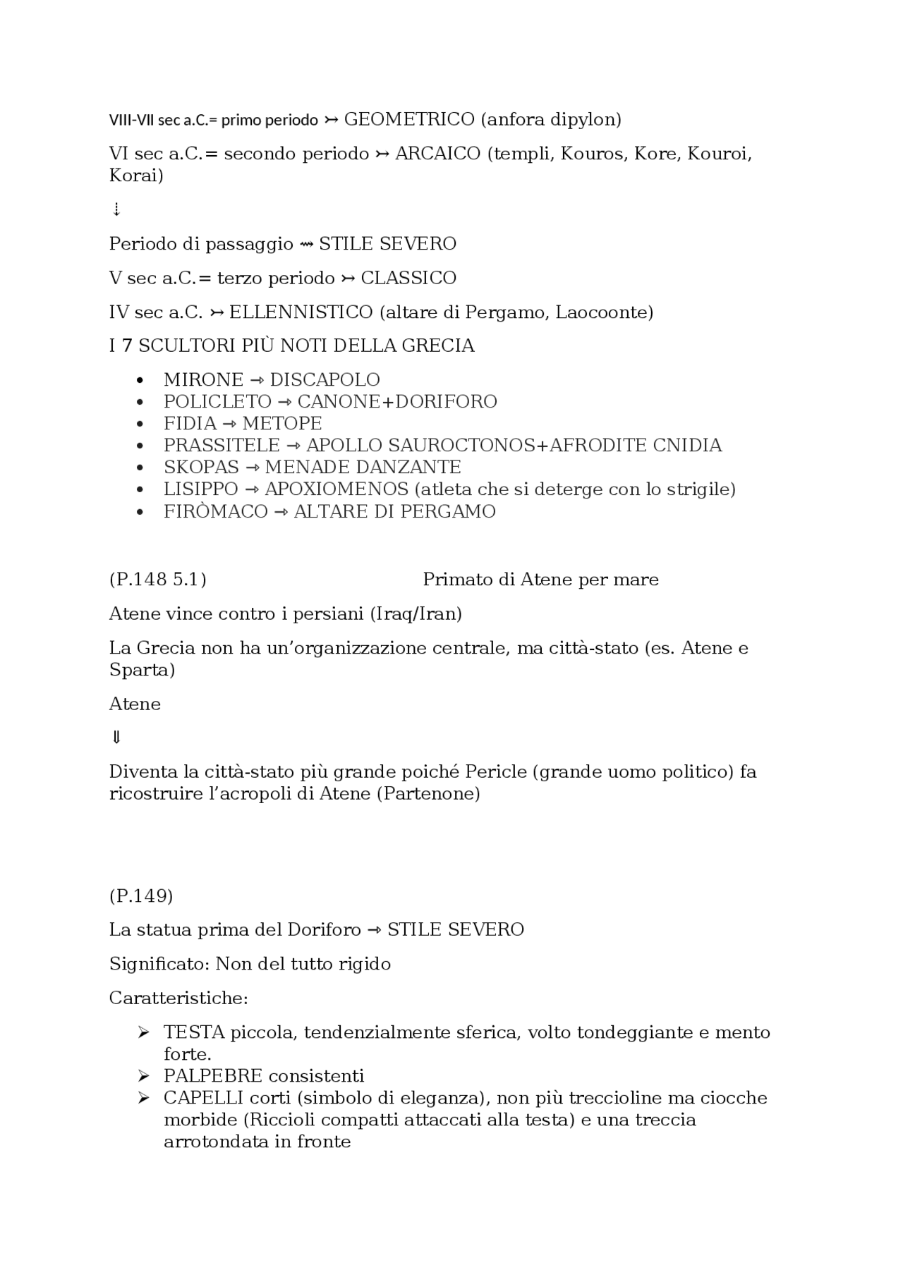 Dallo stile severo al laoconte - Docsity