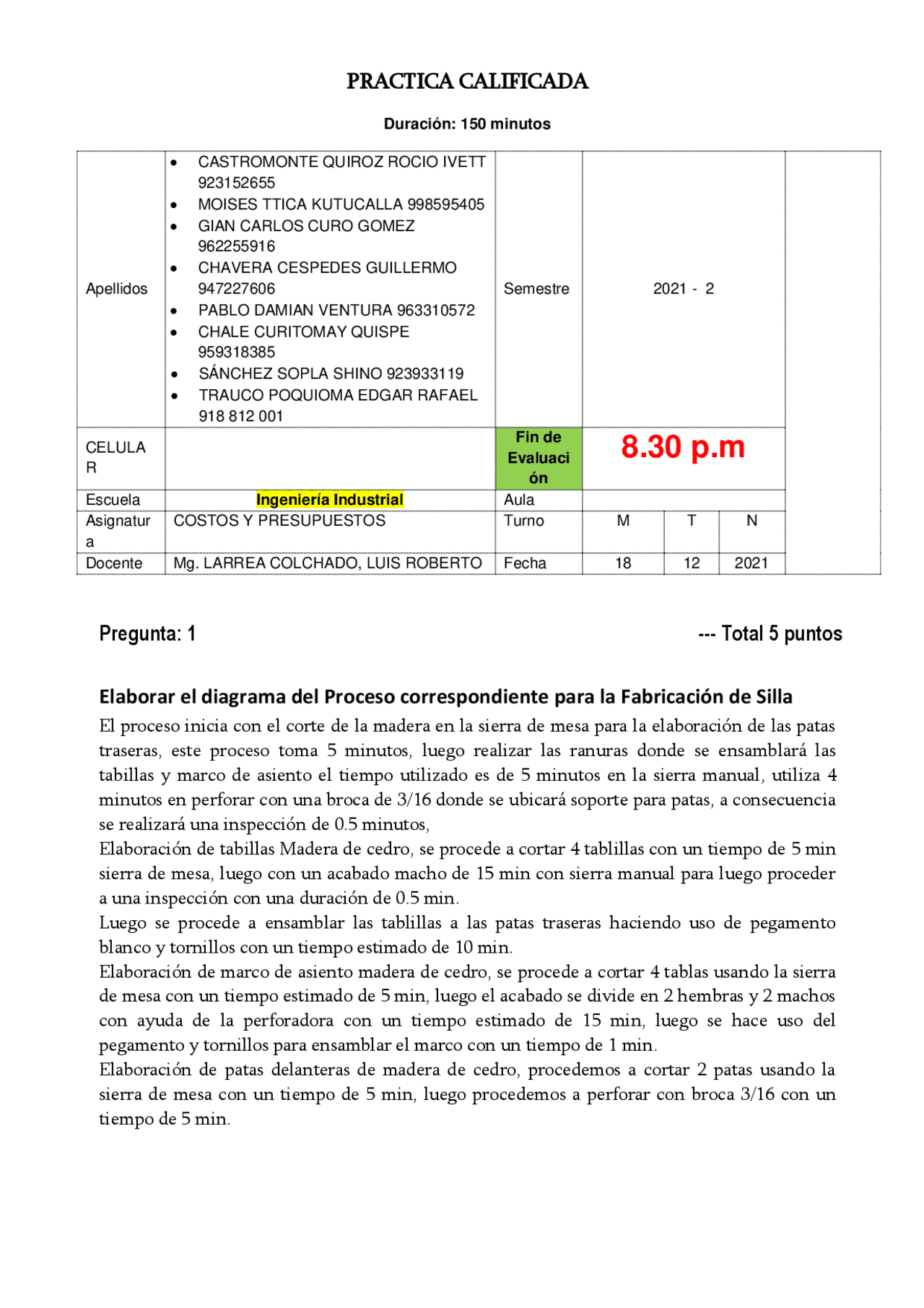 Ejercicios De Costos Y Presupuestos Ejercicios De Análisis