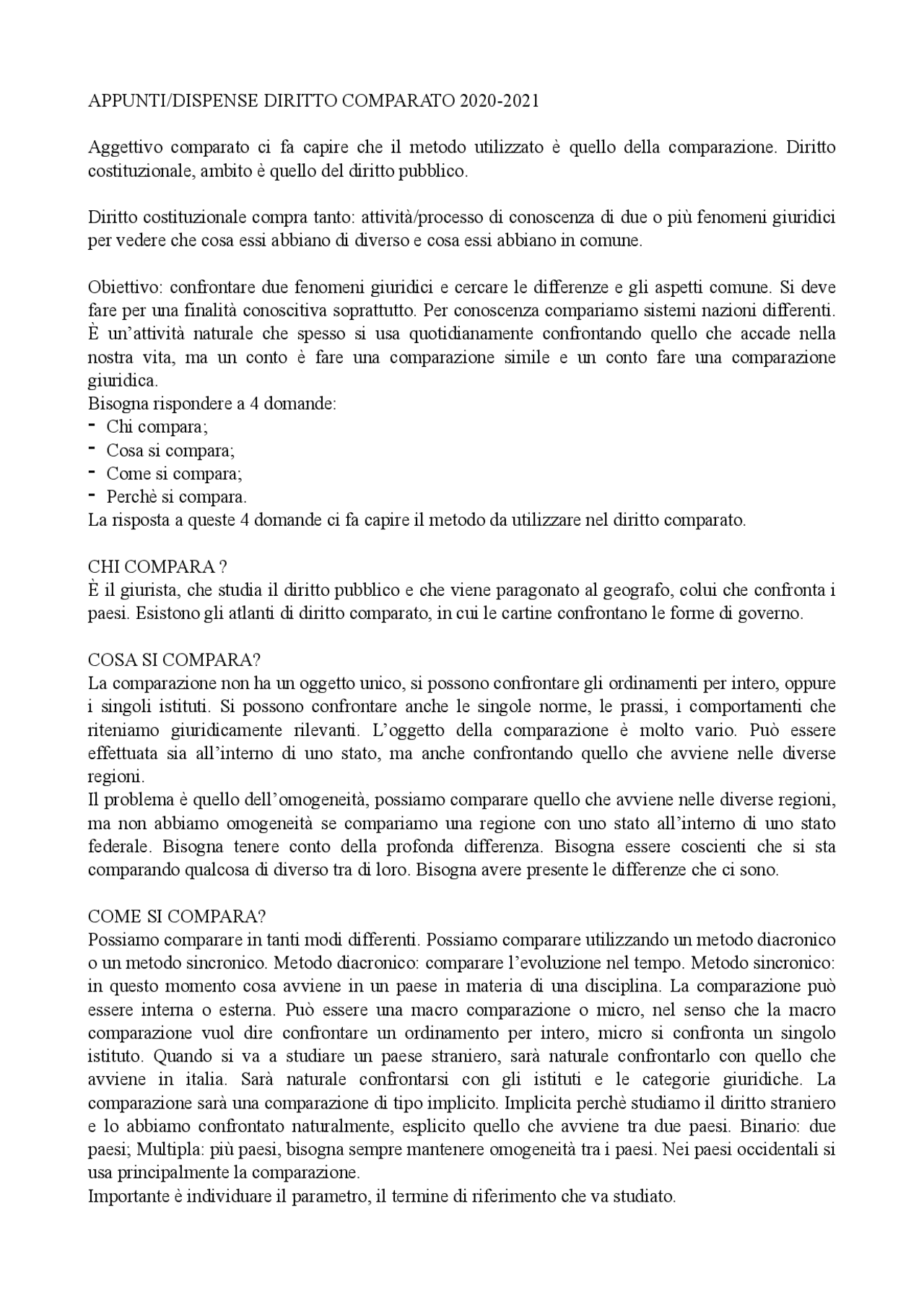 Appuntidispense Di Diritto Comparato Docsity