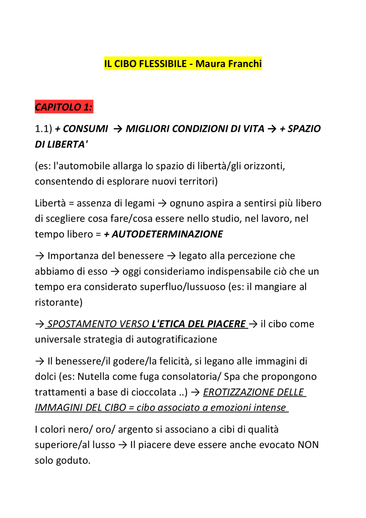Riassunto Del Cibo Flessibile Docsity