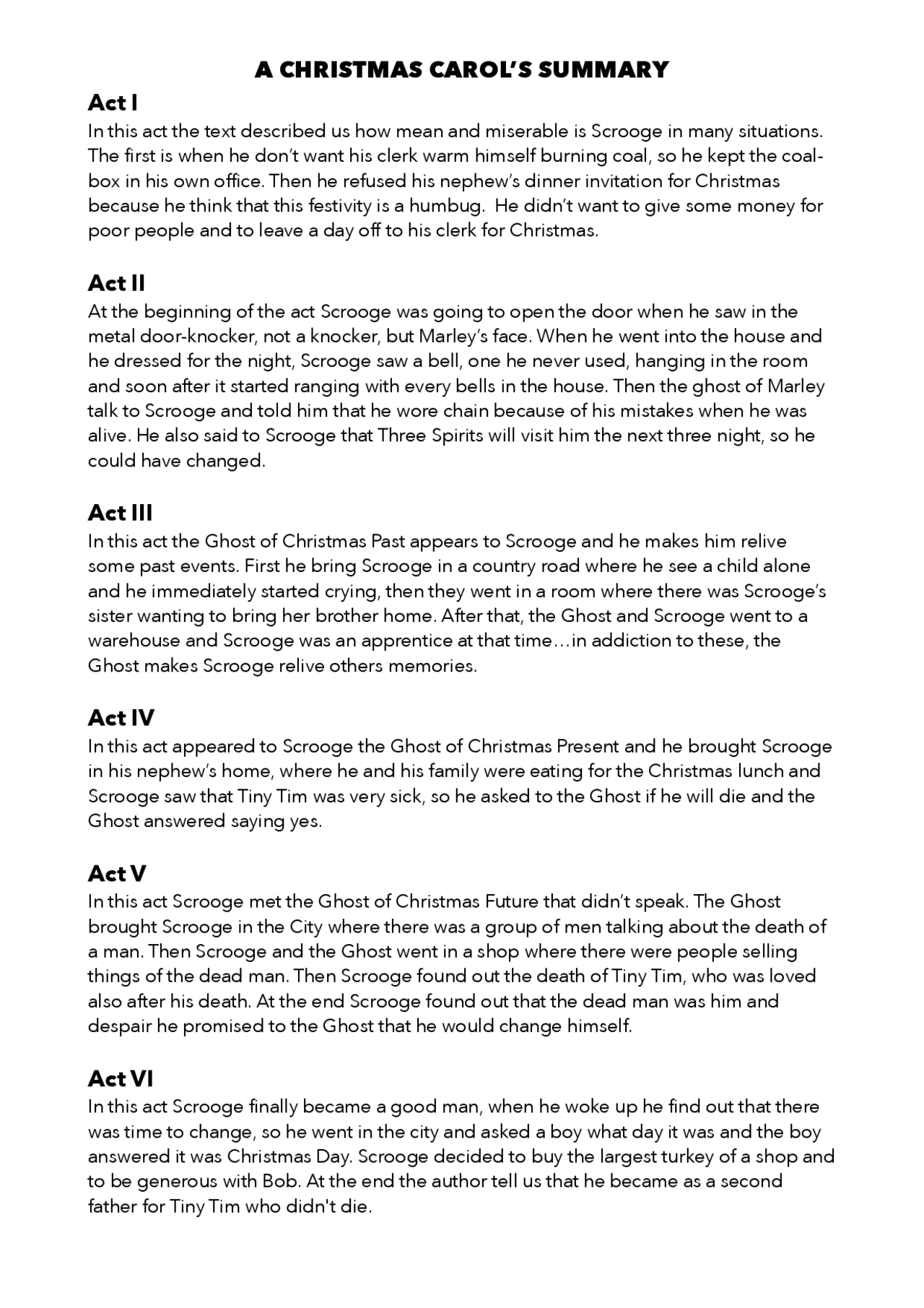 A Christmas Carol's short summary - Docsity