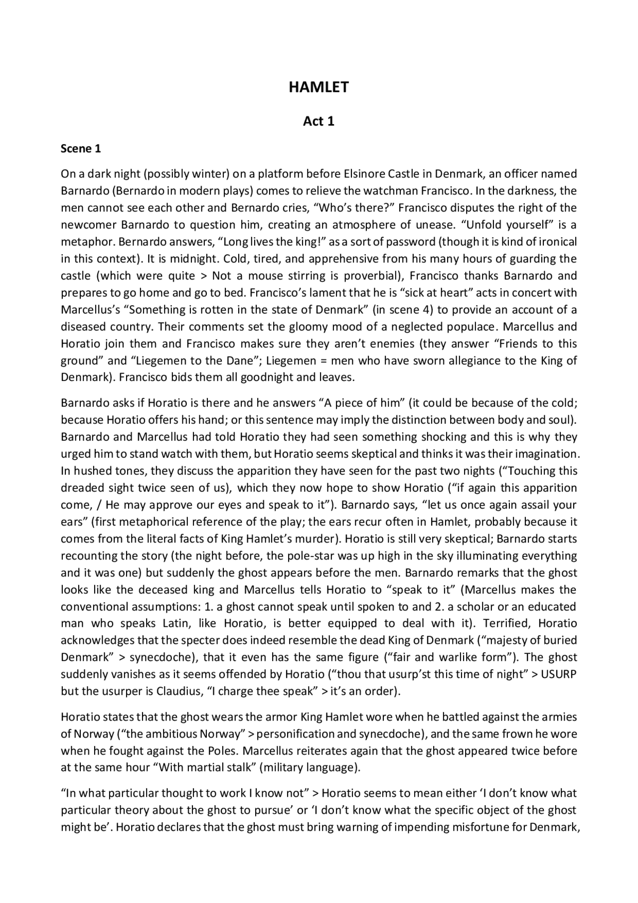 Hamlet A Scene By Scene Analysis Docsity