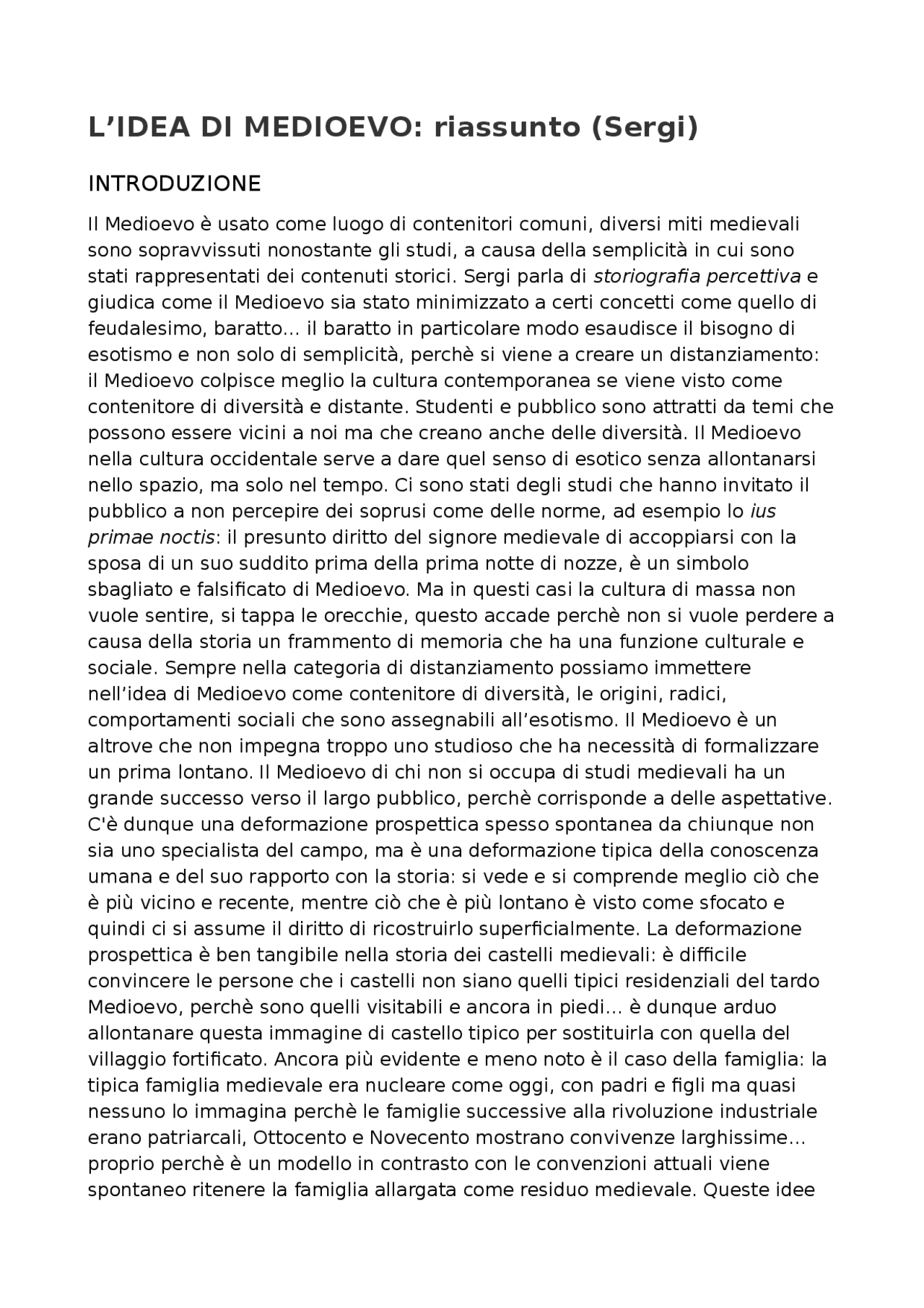 Lidea Di Medioevo G Sergi Riassunto Docsity