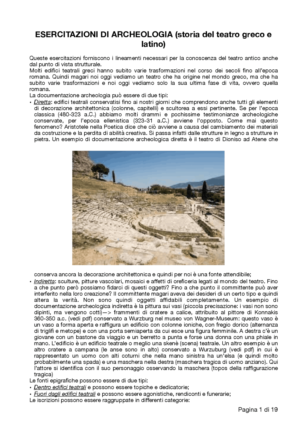 Appunti Di Archeologia Storia Del Teatro Greco E Latino Docsity