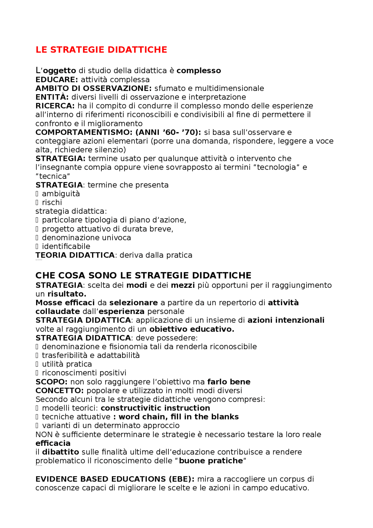 Strategie Didattiche Docsity
