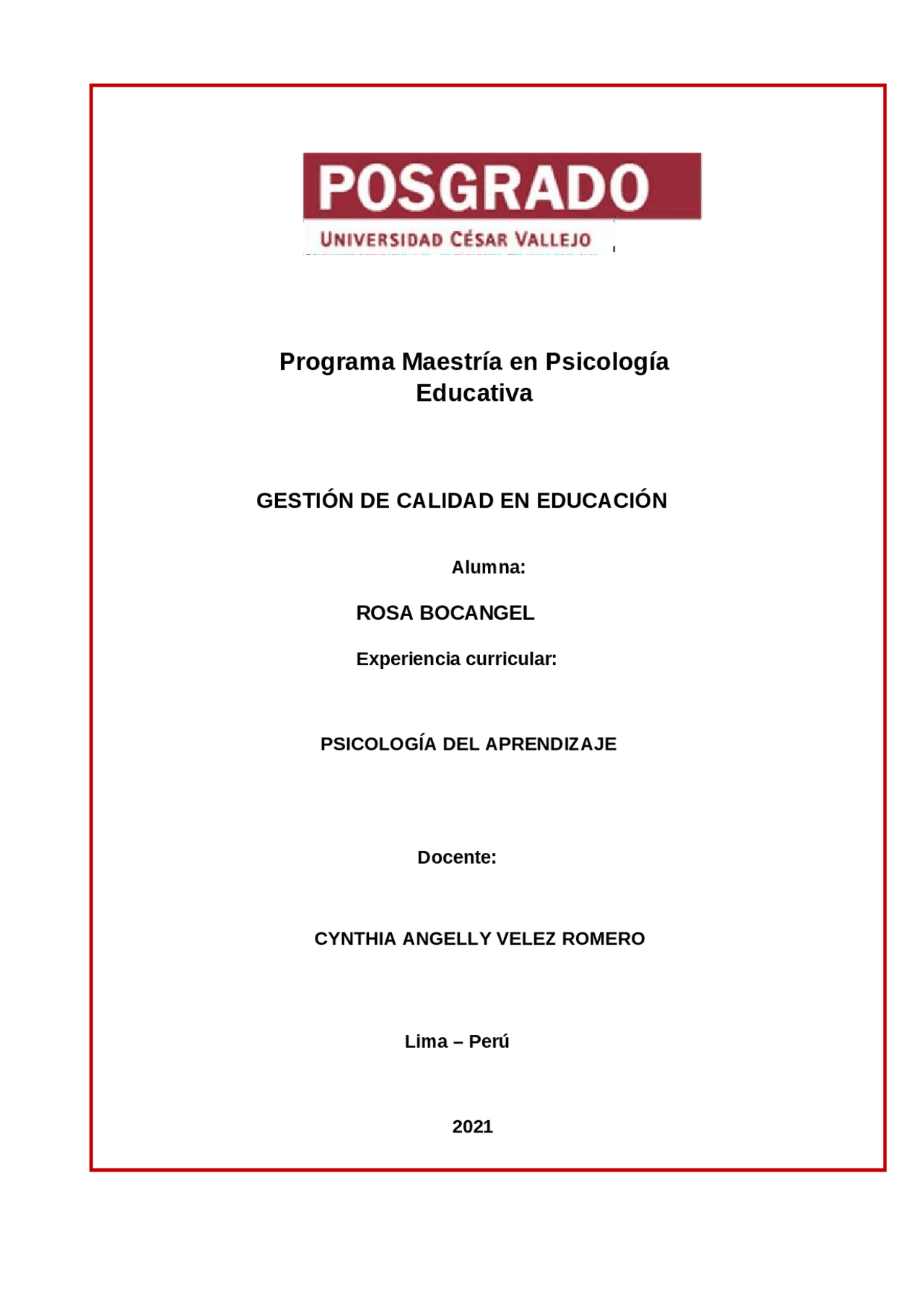 Ensayo GestiÓn De Calidad En EducaciÓn Resúmenes De Geografía Docsity