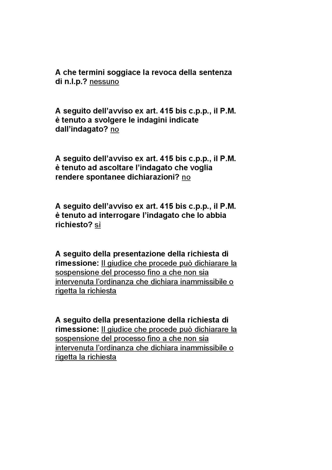 Test Procedura Penale Docsity