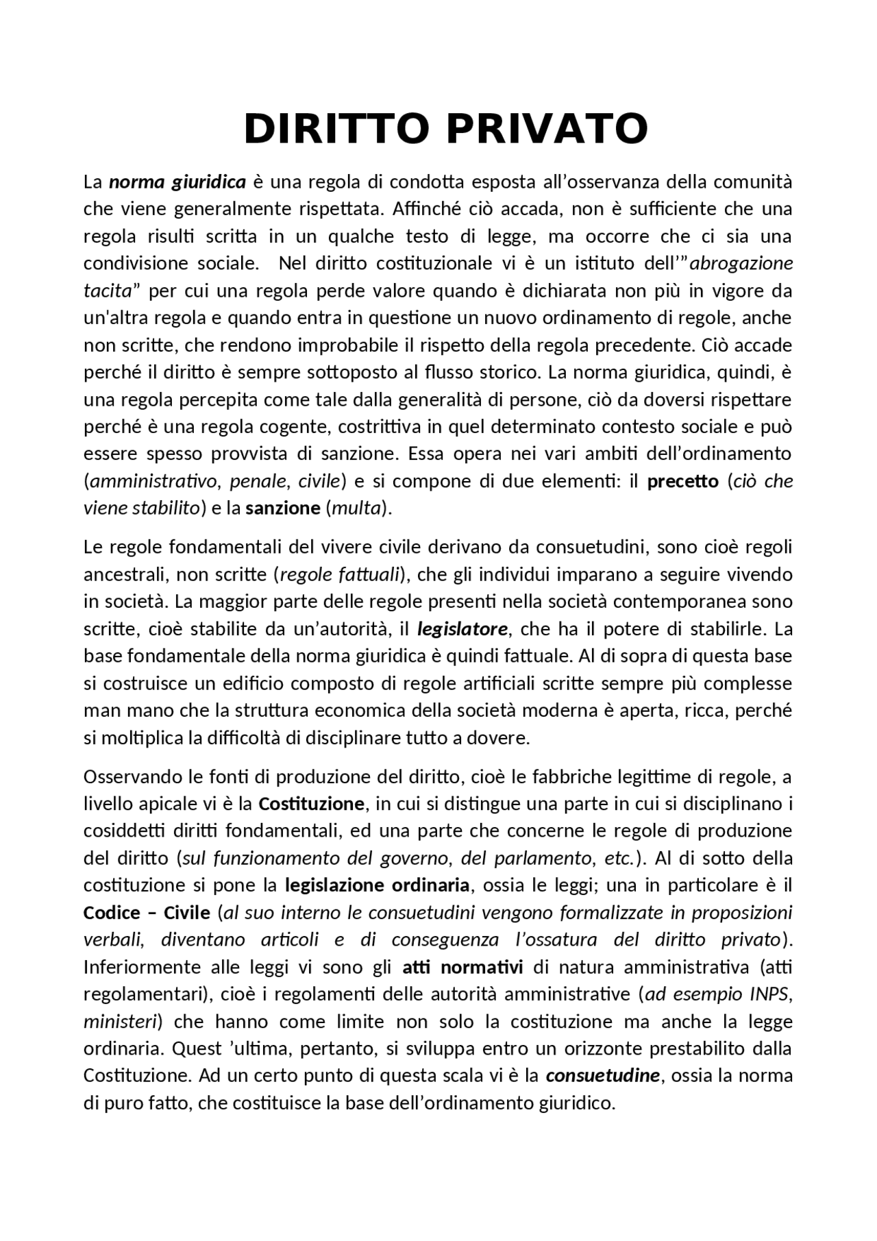 Appunti DIRITTO PRIVATO - Docsity