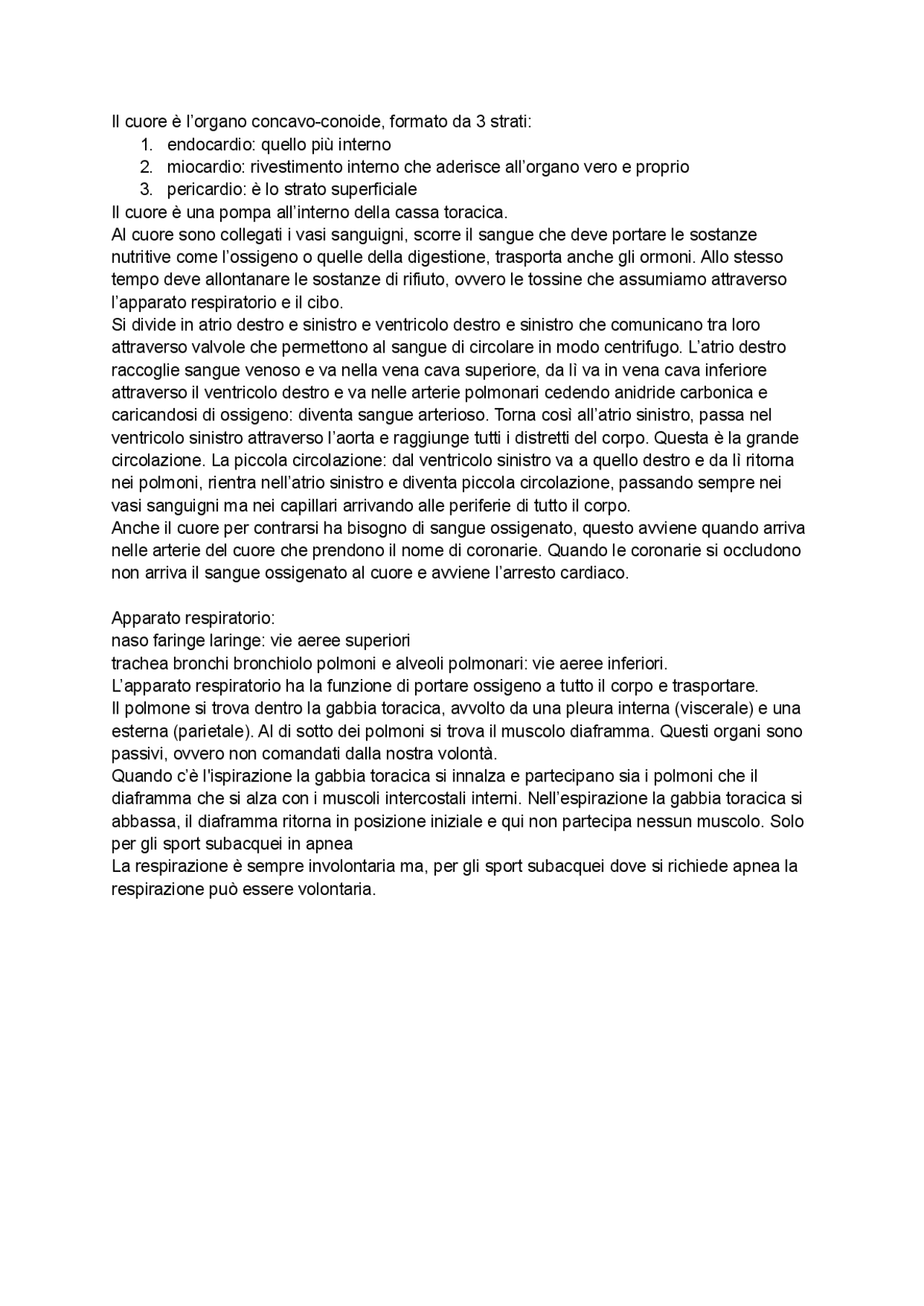 Sistema Cardiocircolatorio E Respiratorio Docsity