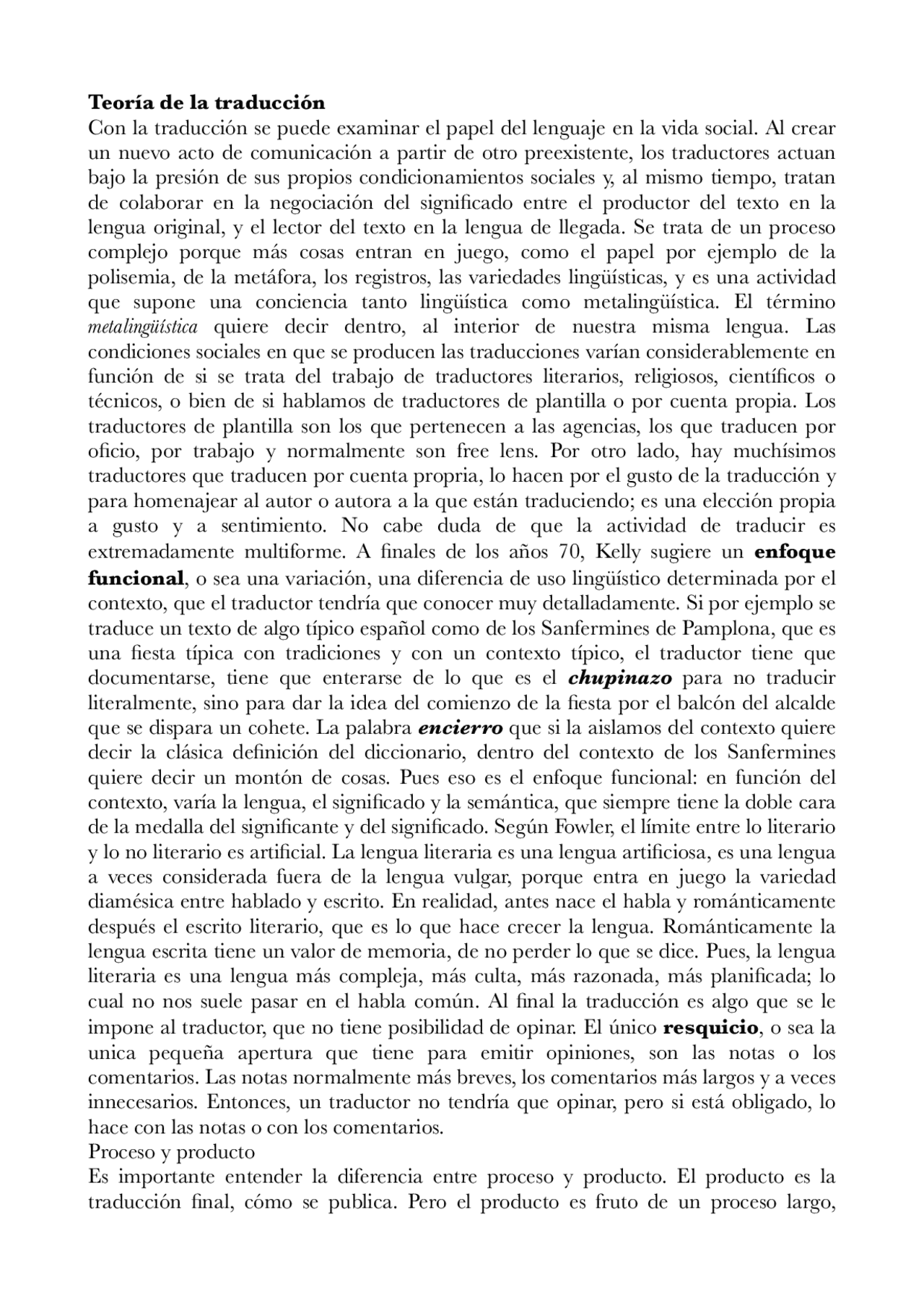 Capitolo 1 Teoria De La Traducción Docsity