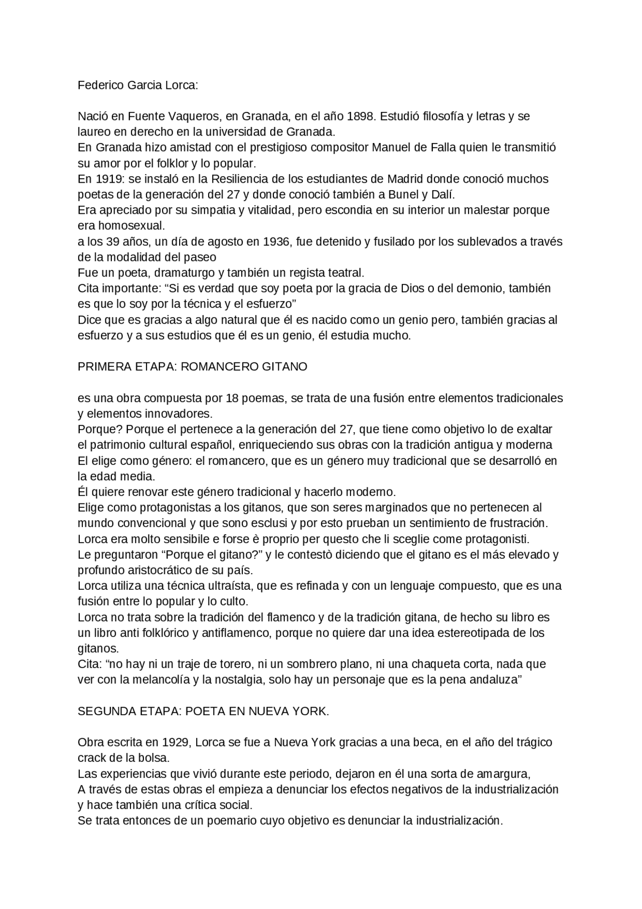 Federico Garcia Lorca Docsity