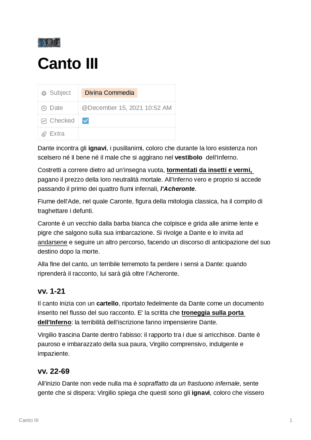 Inferno: Canto III- gli ignavi - Docsity