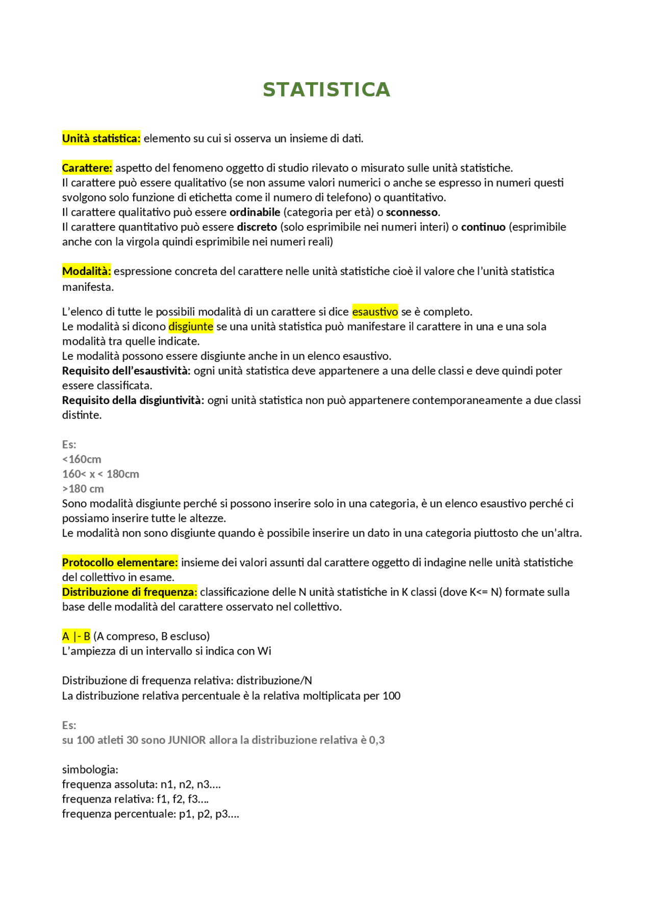 Appunti Completi Di Statistica Docsity