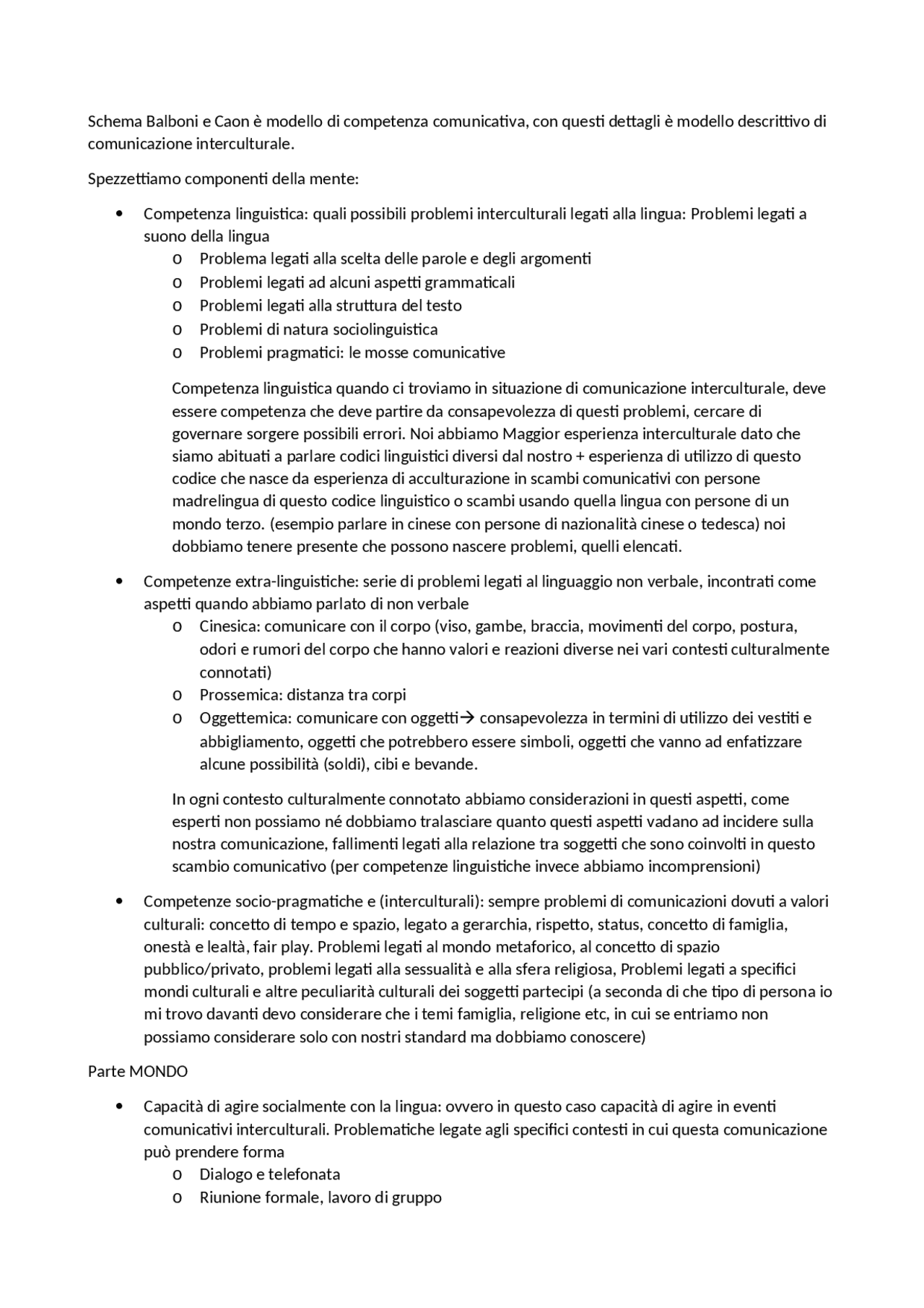 Appunti Mediazione E Interculturalità Schema Balboni Caon Docsity
