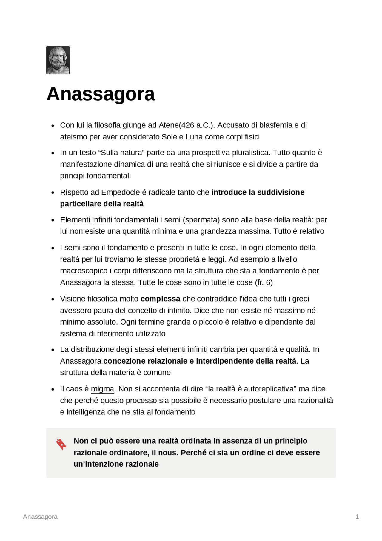 Anassagora: il primo filosofo della tecnica - Docsity