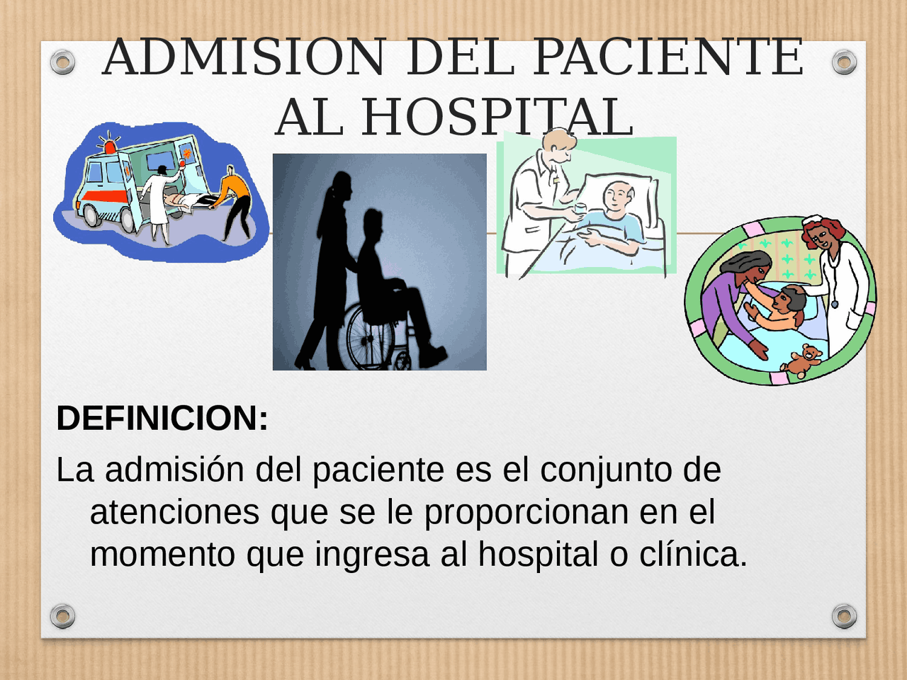 Admisión del paciente al hospital - Docsity