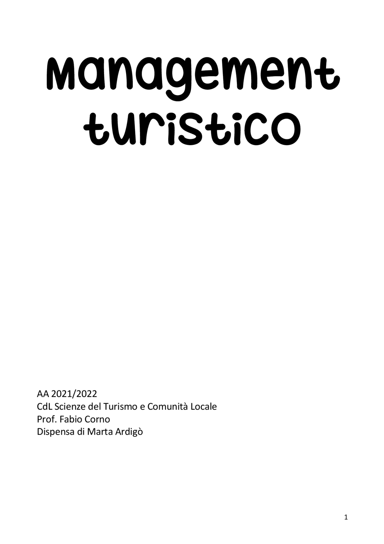 Dispensa Management Turistico Docsity