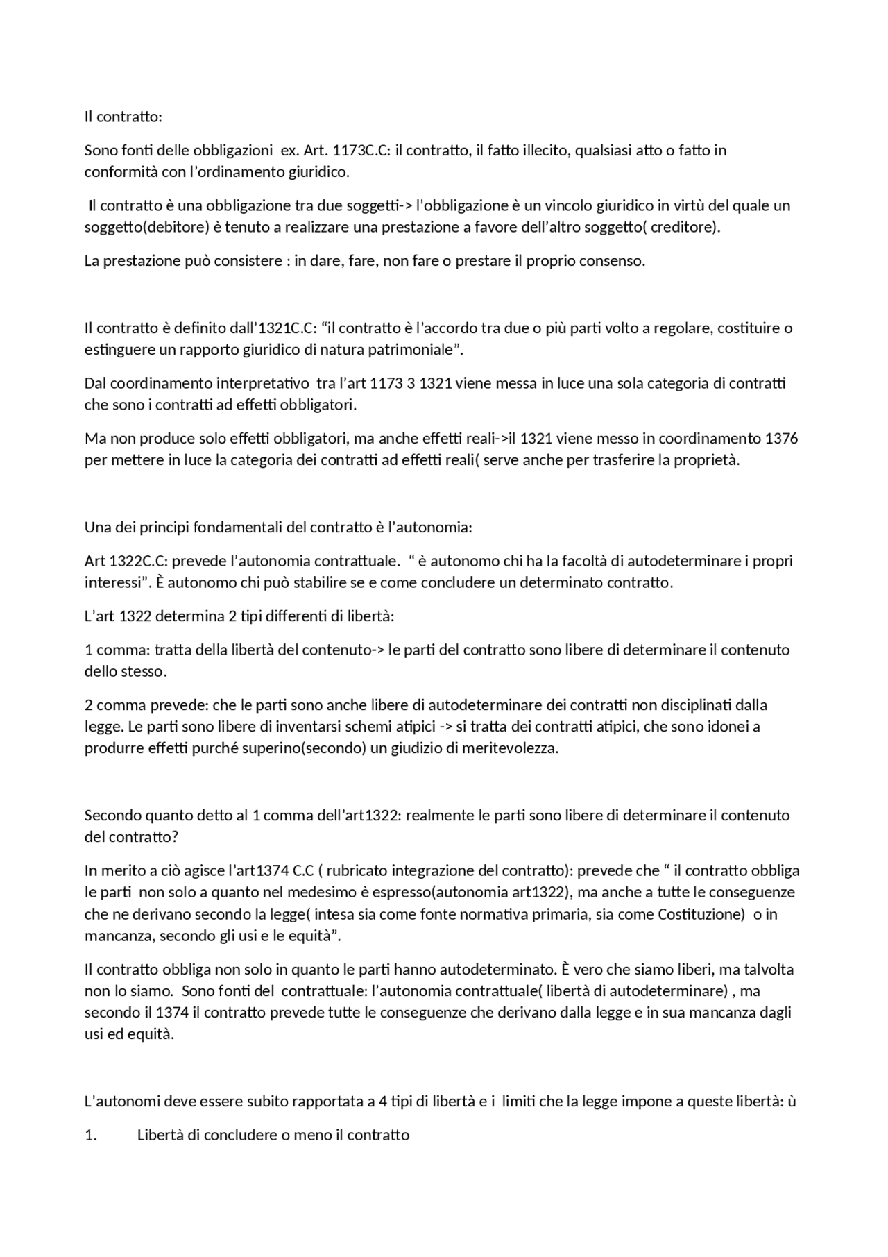 Il contratto, diritto privato - Docsity