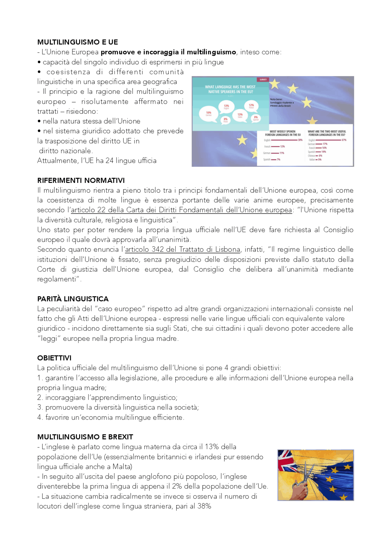 Multilinguismo all'interno dell'UE - Docsity