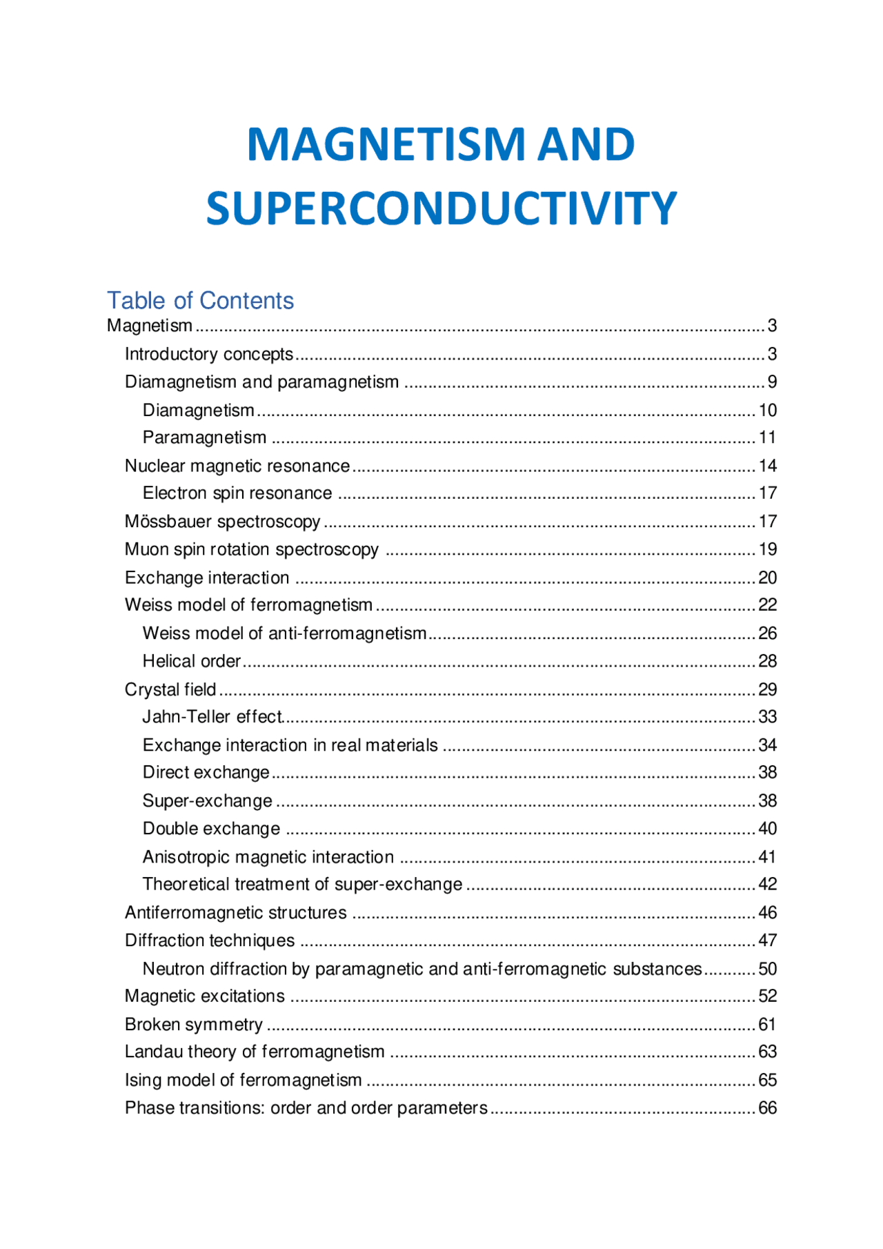 Magnetism and Superconductivity - Docsity