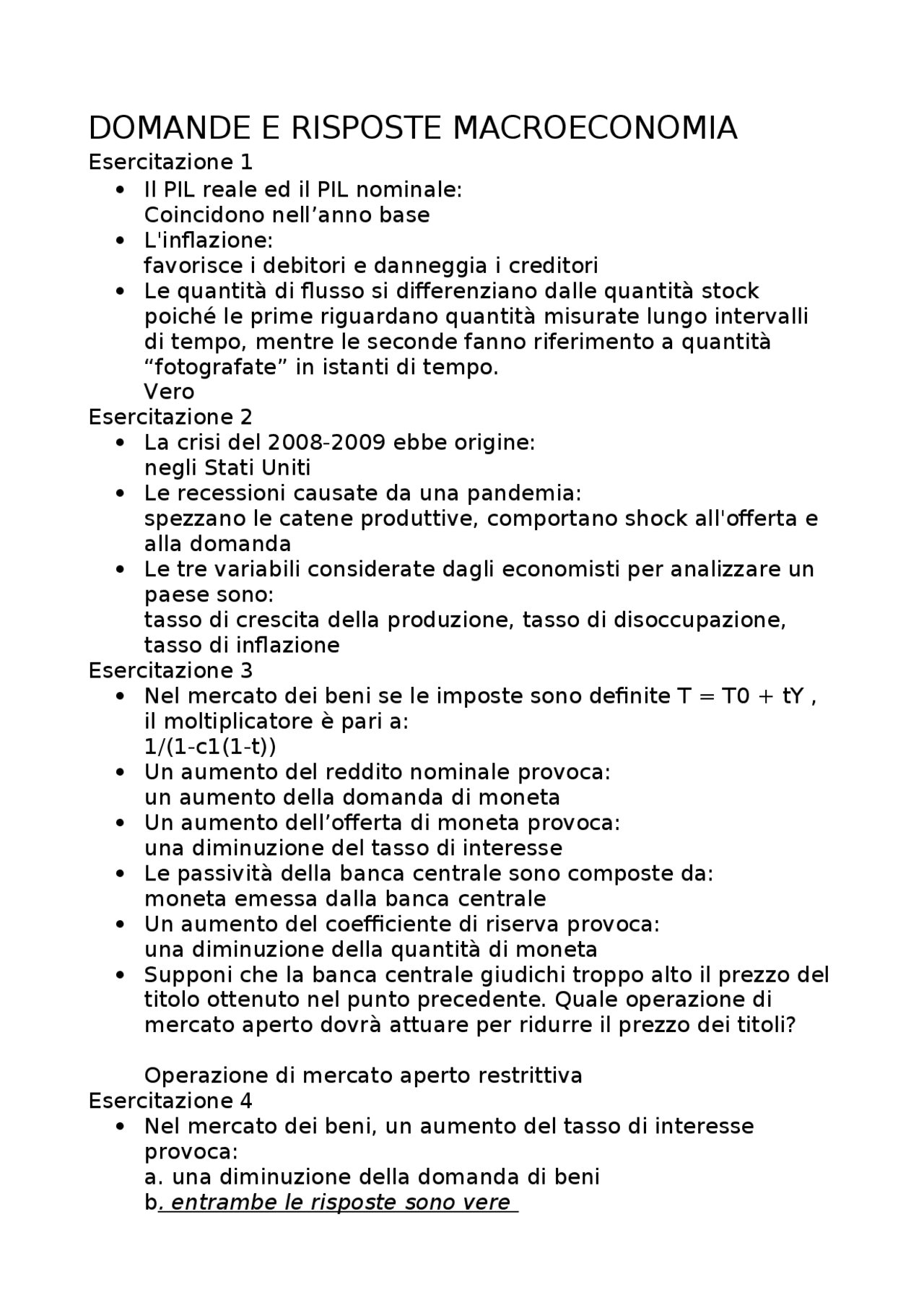 Domande Macroeconomia Docsity