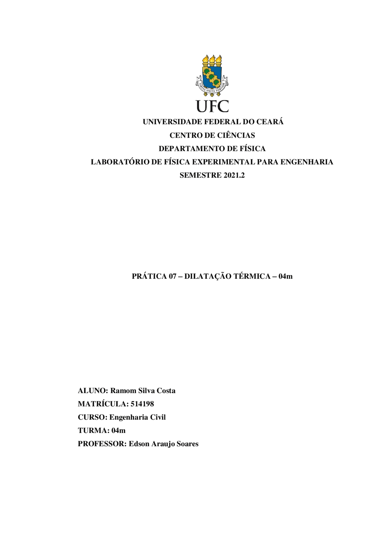Relatorio Física Experimental Docsity