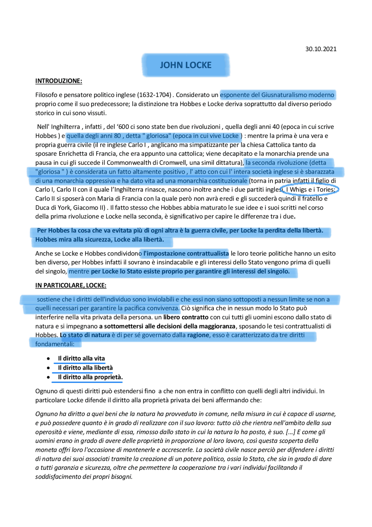 John Locke E Il Giusnaturalismo Moderno Docsity