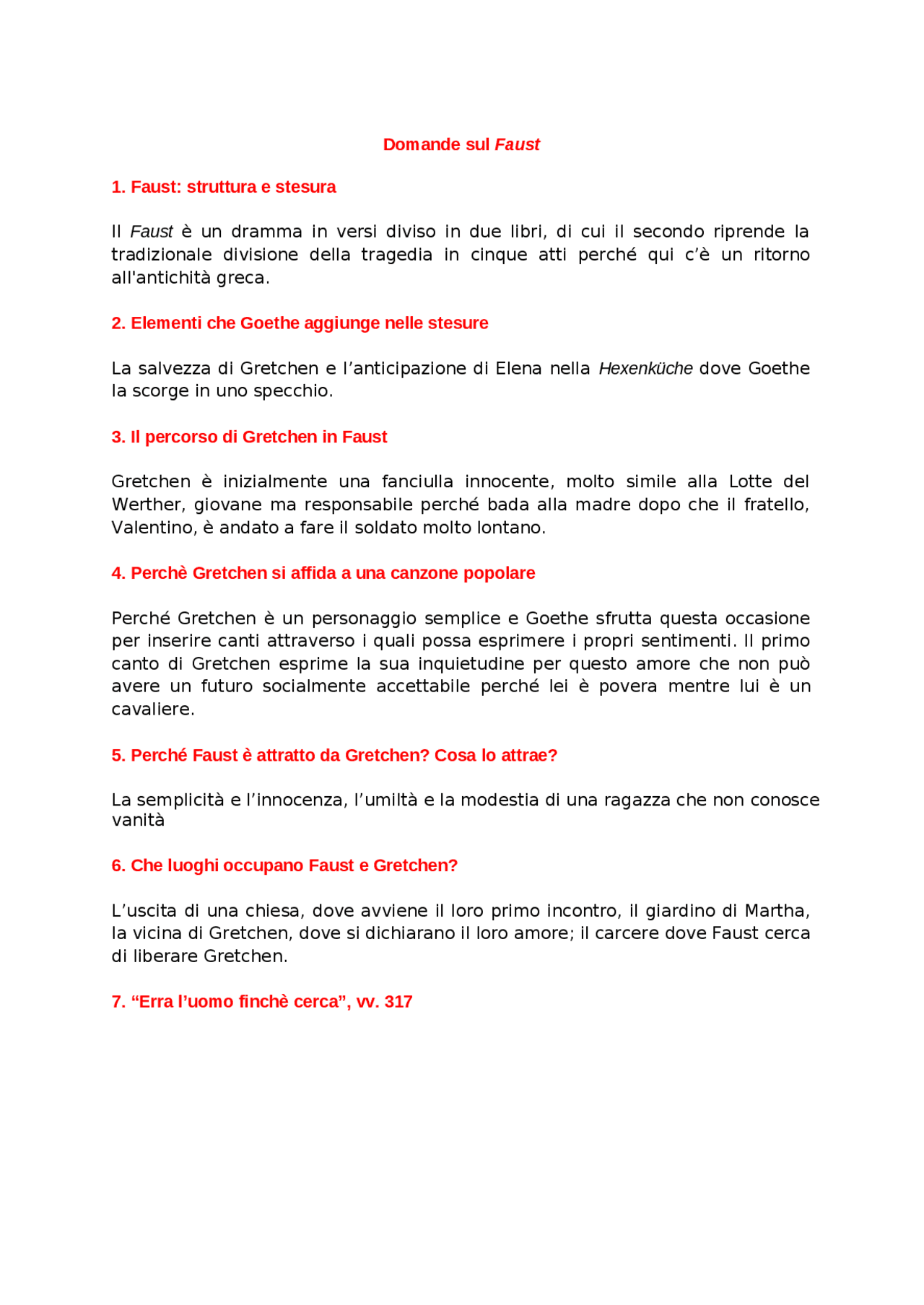 Domande e risposte d'esame di Letteratura tedesca II - Docsity