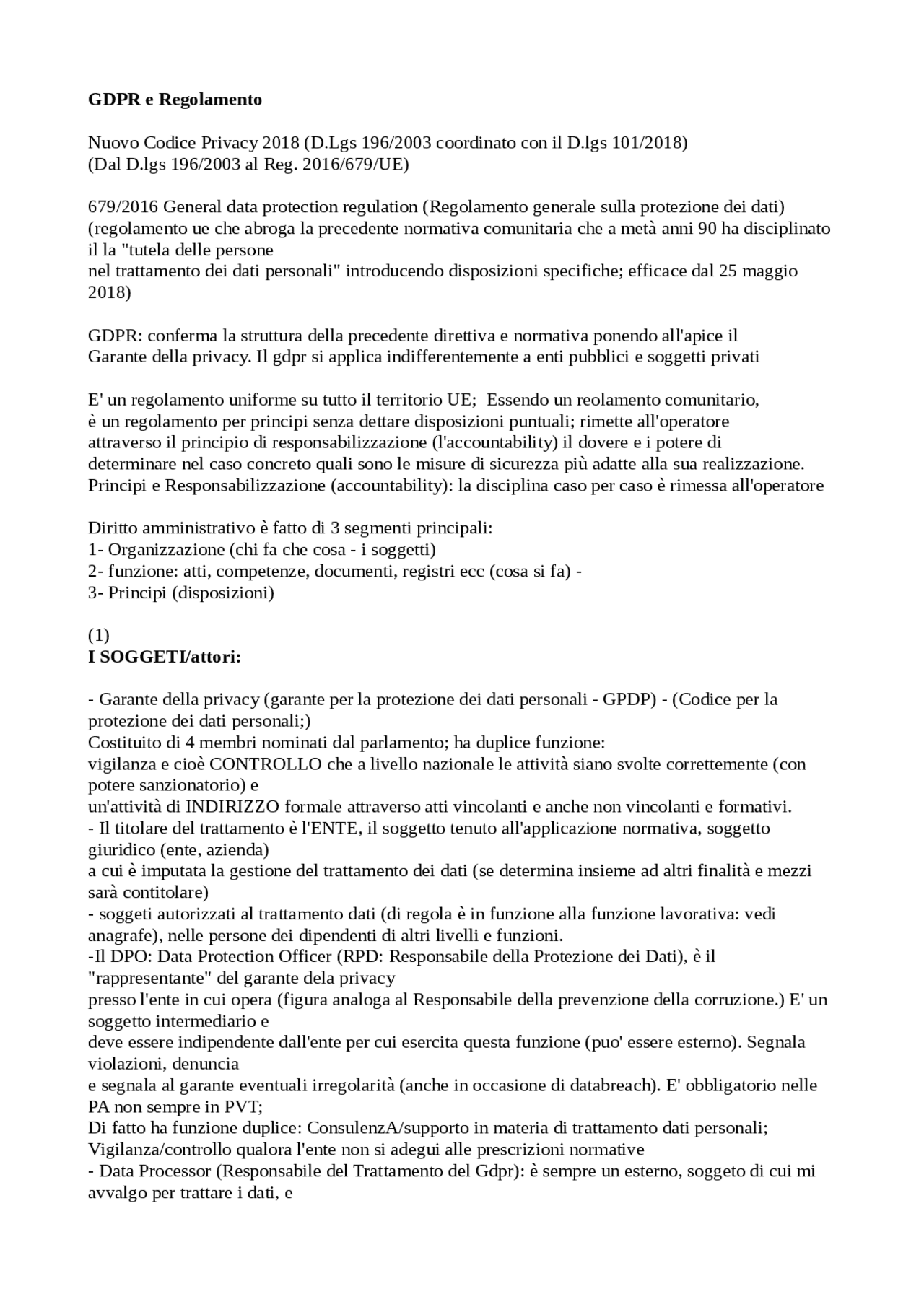 Gdpr General Data Protection Regulation Sintesi Esaustiva Docsity