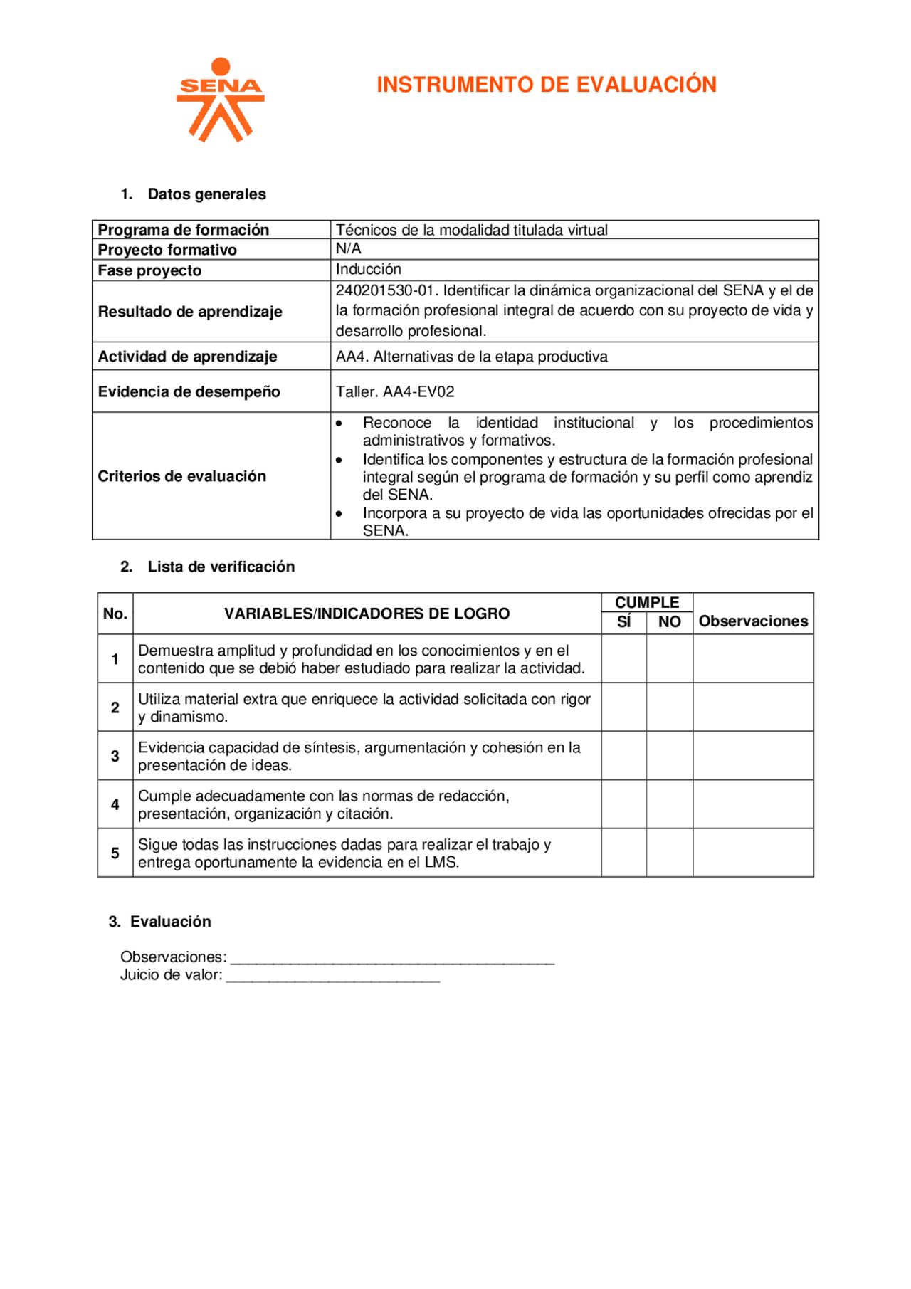 Sena Evidencias 2021 Colombia Docsity