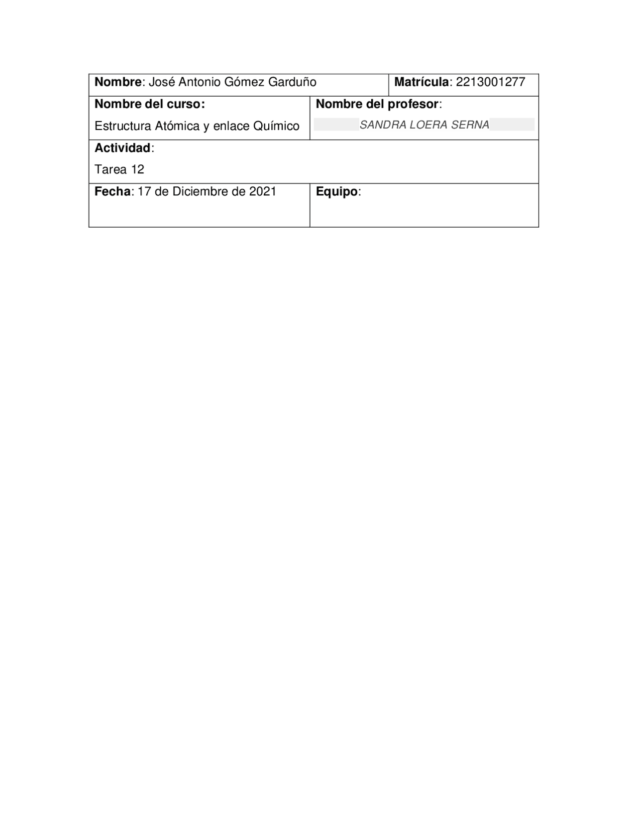 Tarea 12 Estructura Molecular Docsity