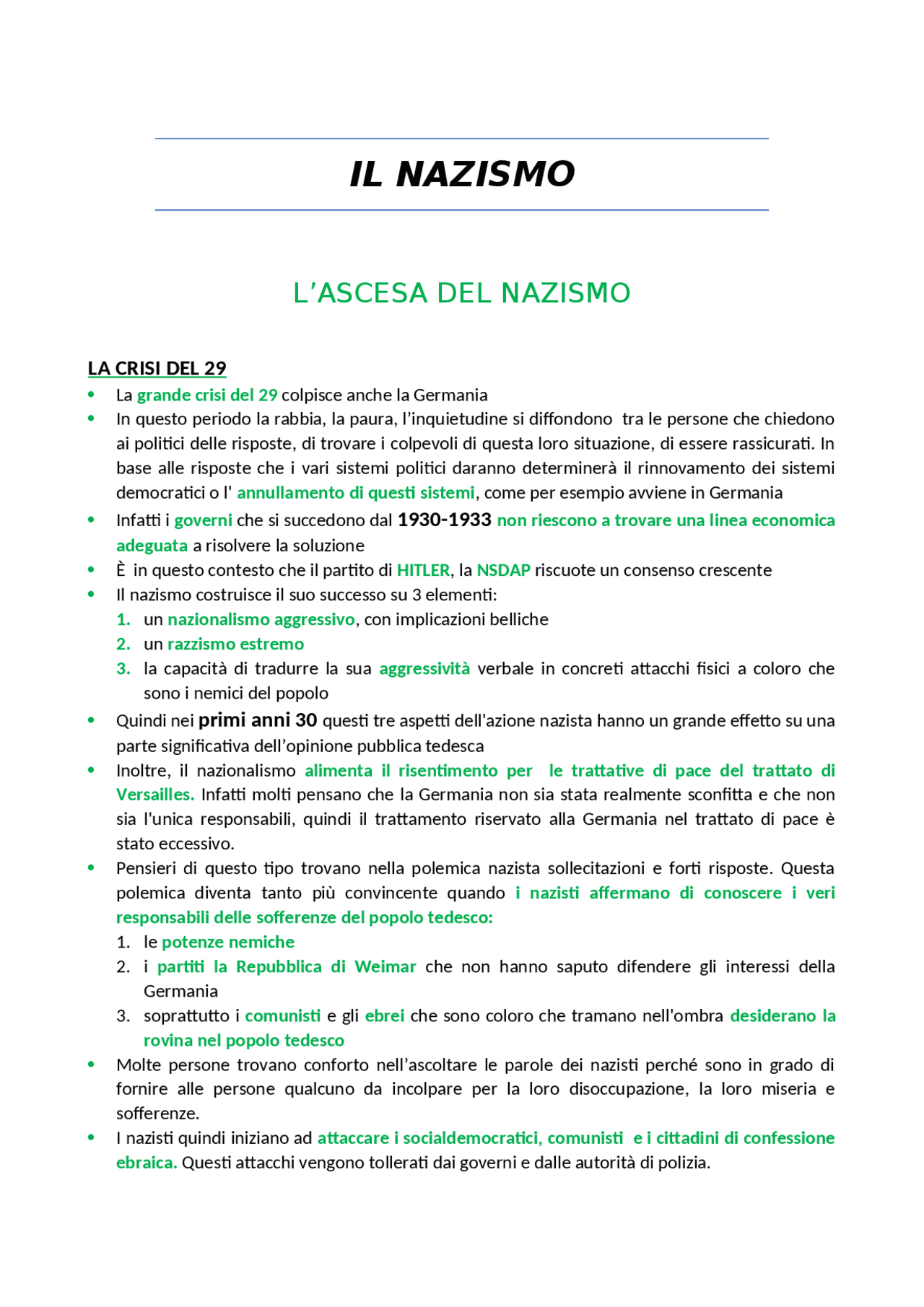Lascesa Del Nazismo Docsity