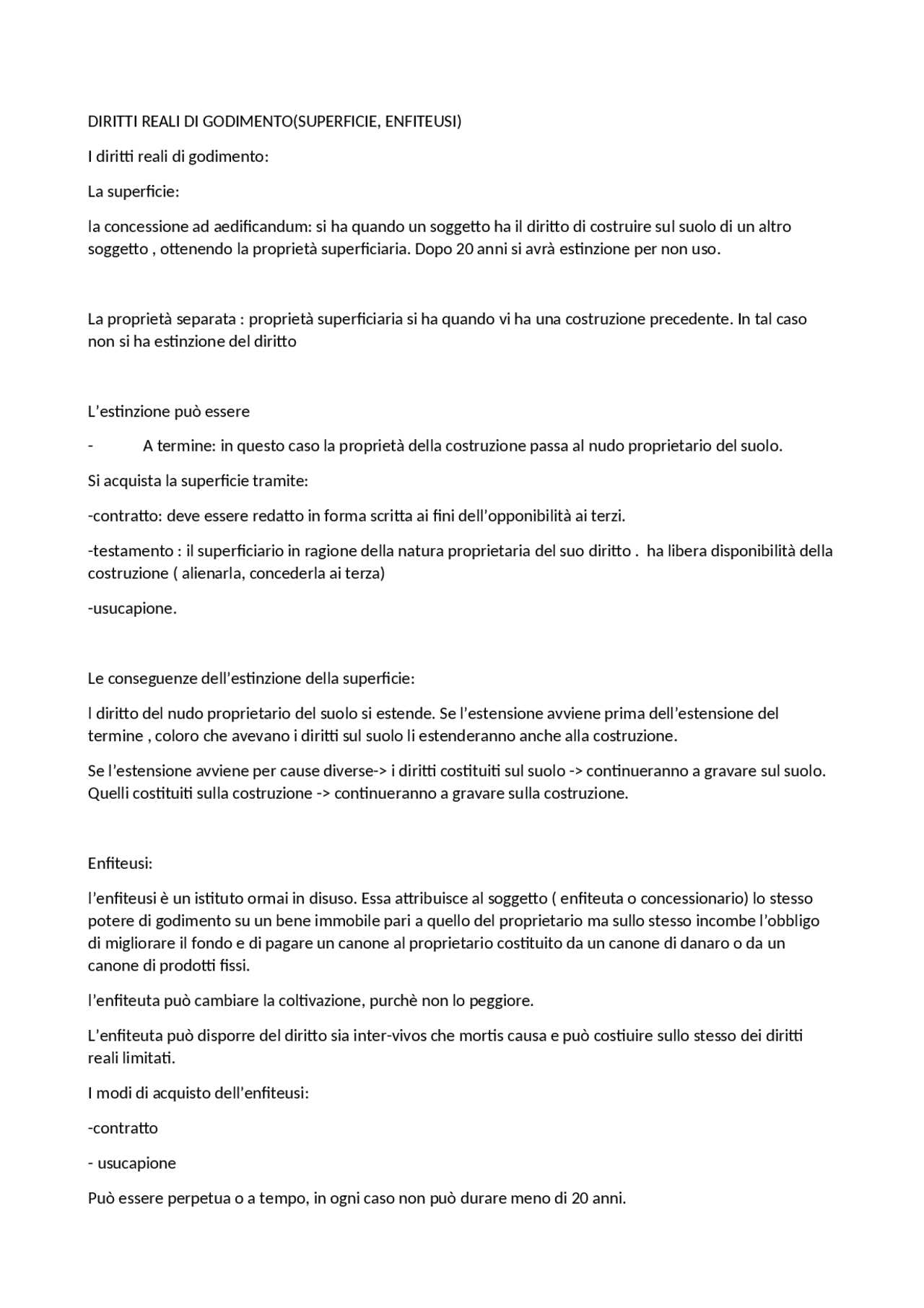 Diritti Reali Di Godimento Docsity
