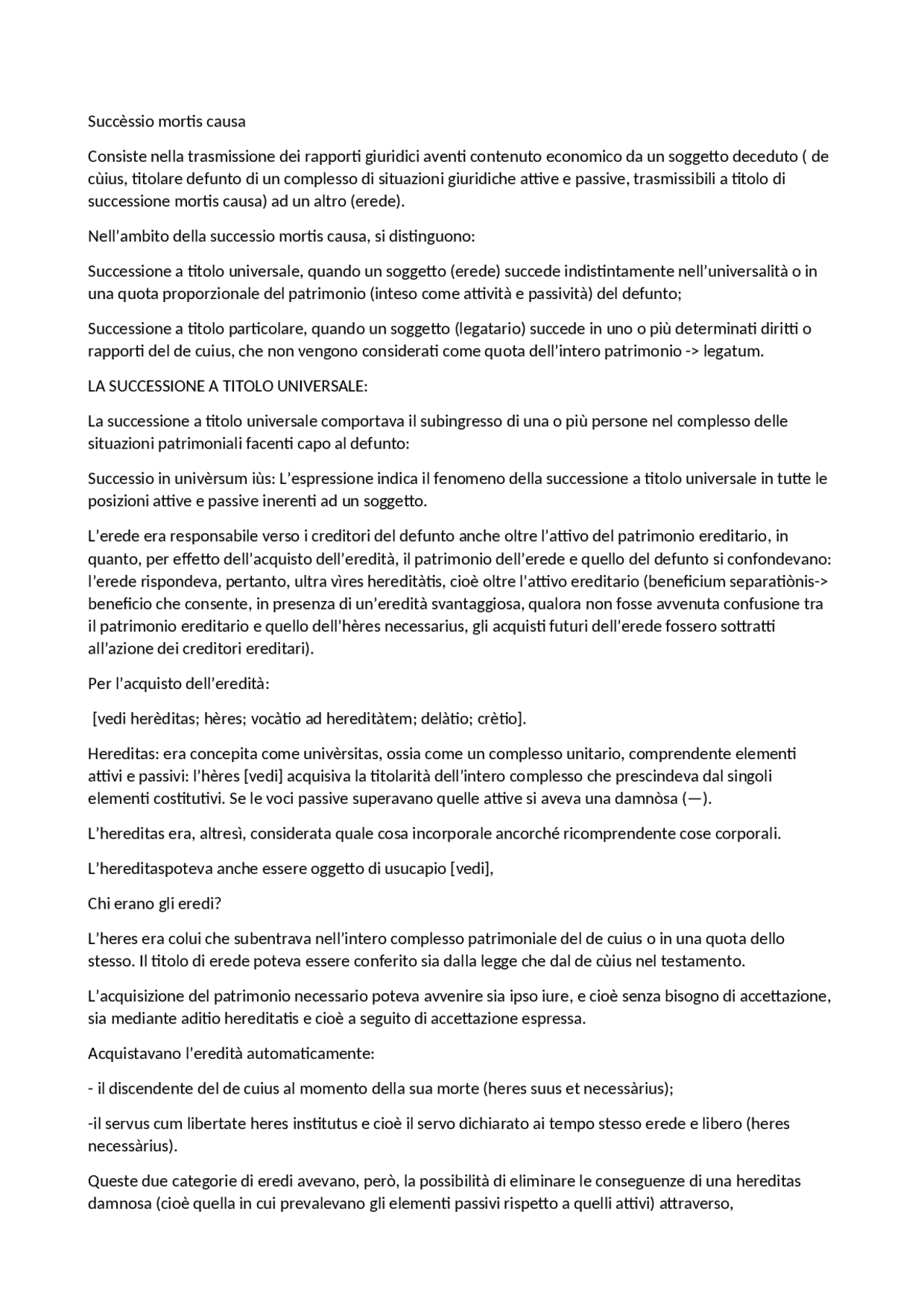 Successioni Mortis Causa Parte 2 Docsity