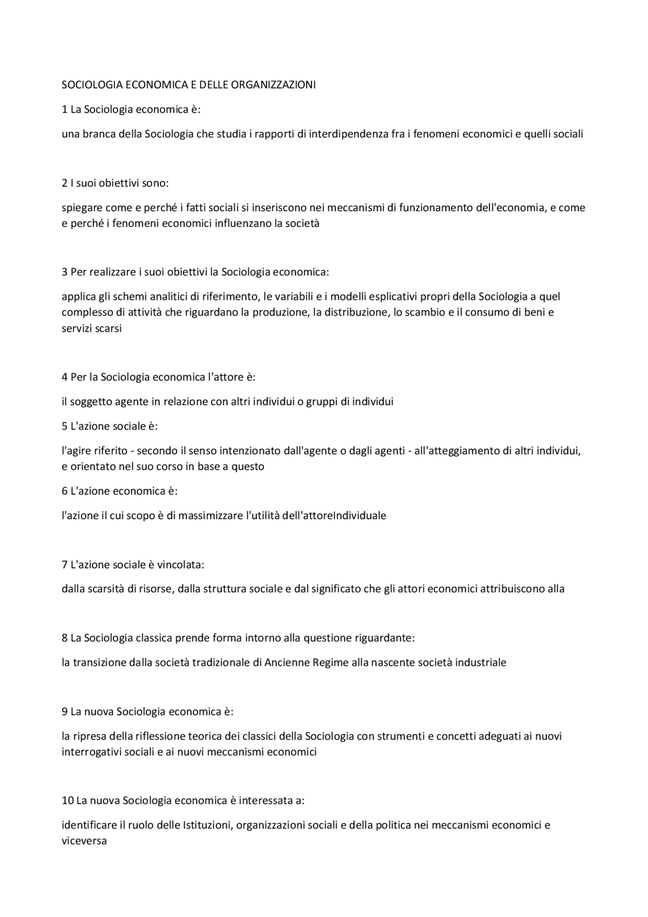 Domande Sociologia Economica Unimercatorum Prove Desame Di