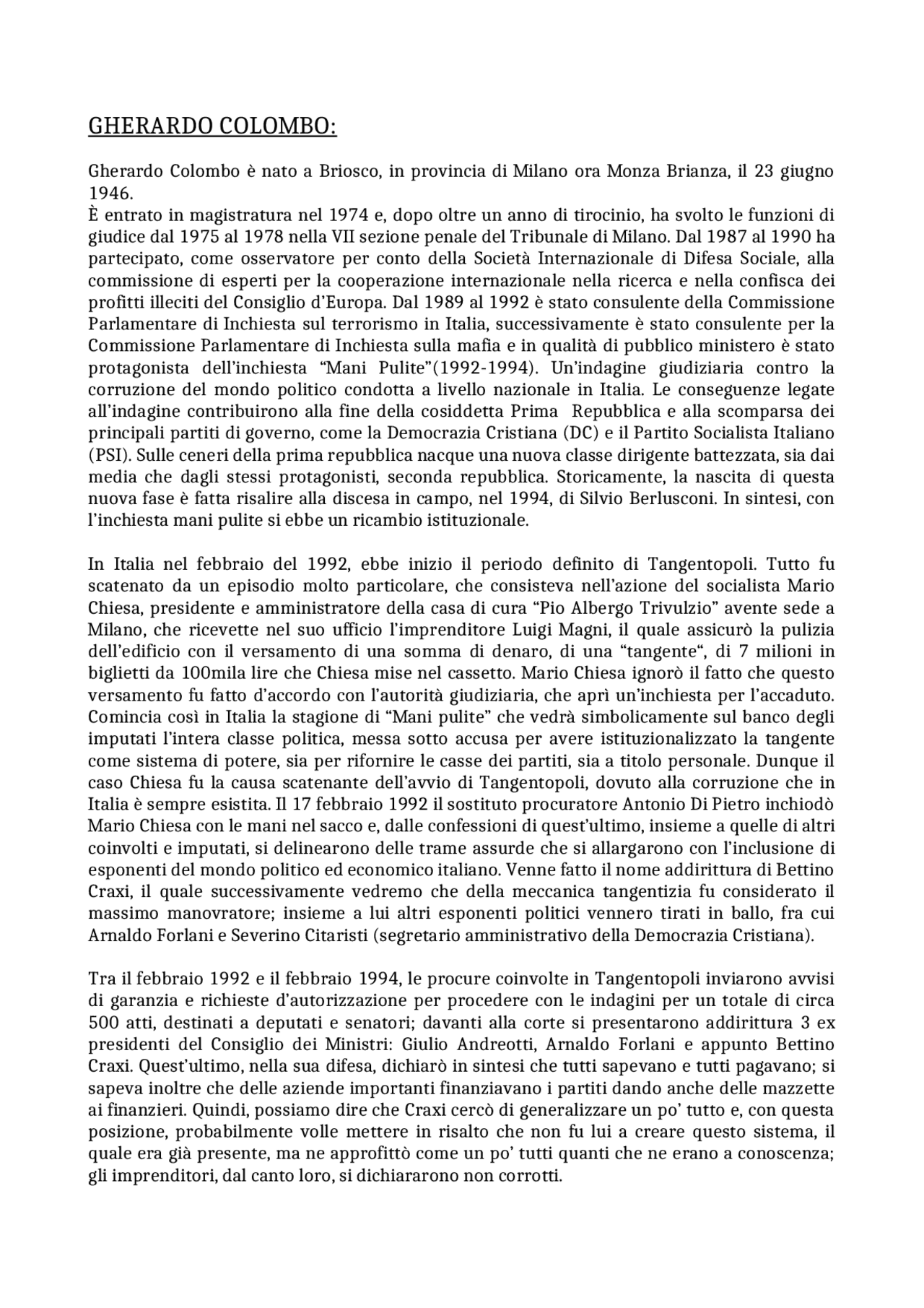 Relazione Su Gherardo Colombo Docsity